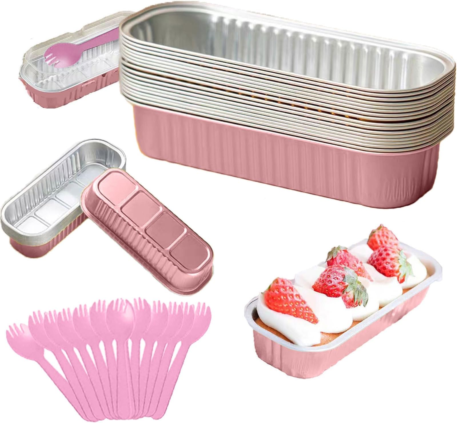 Amazon.com: MJPCUAU 12Pack Mini Loaf Pans with Lids and Spoons, 6.8oz ...