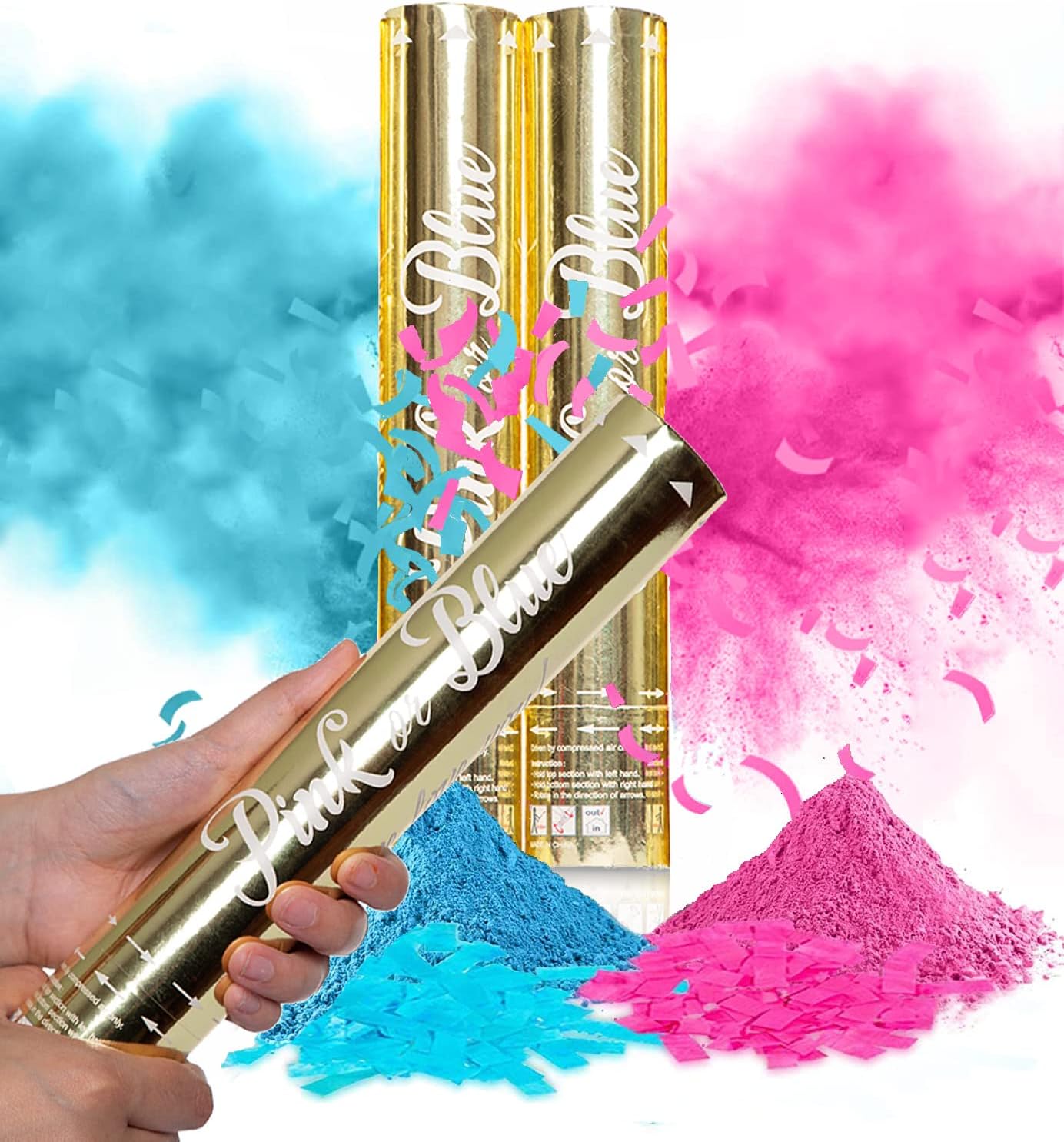 Team Planet Gender Reveal Confetti Cannon – Set of 2 Vibrant Colour ...