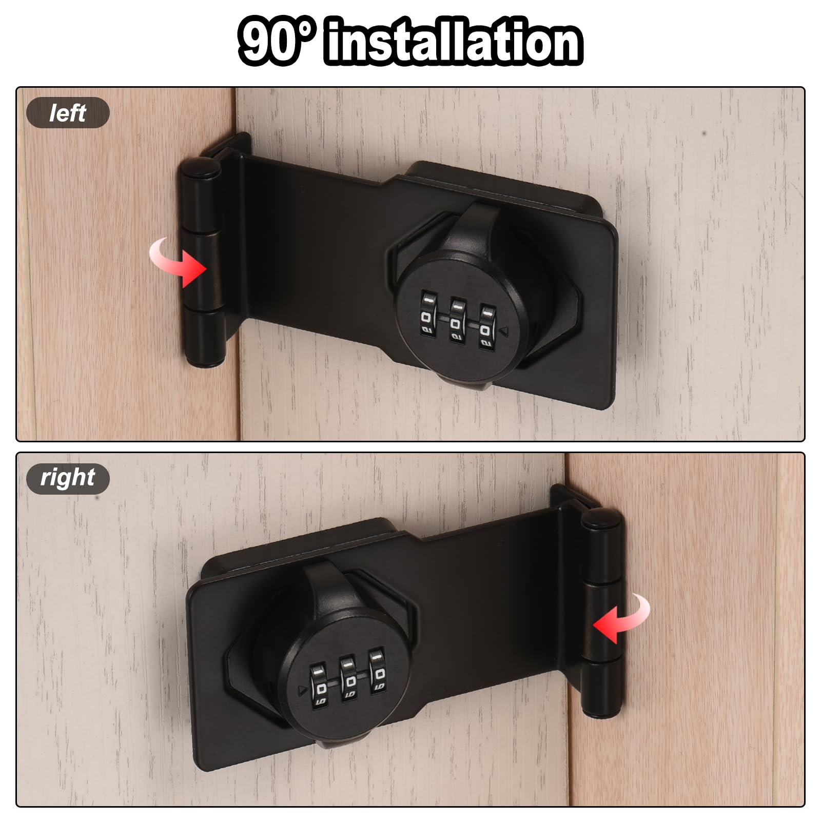 uxcell Password Hasp Locks, Cabinet Door Combination Lock, 90 Degree ...