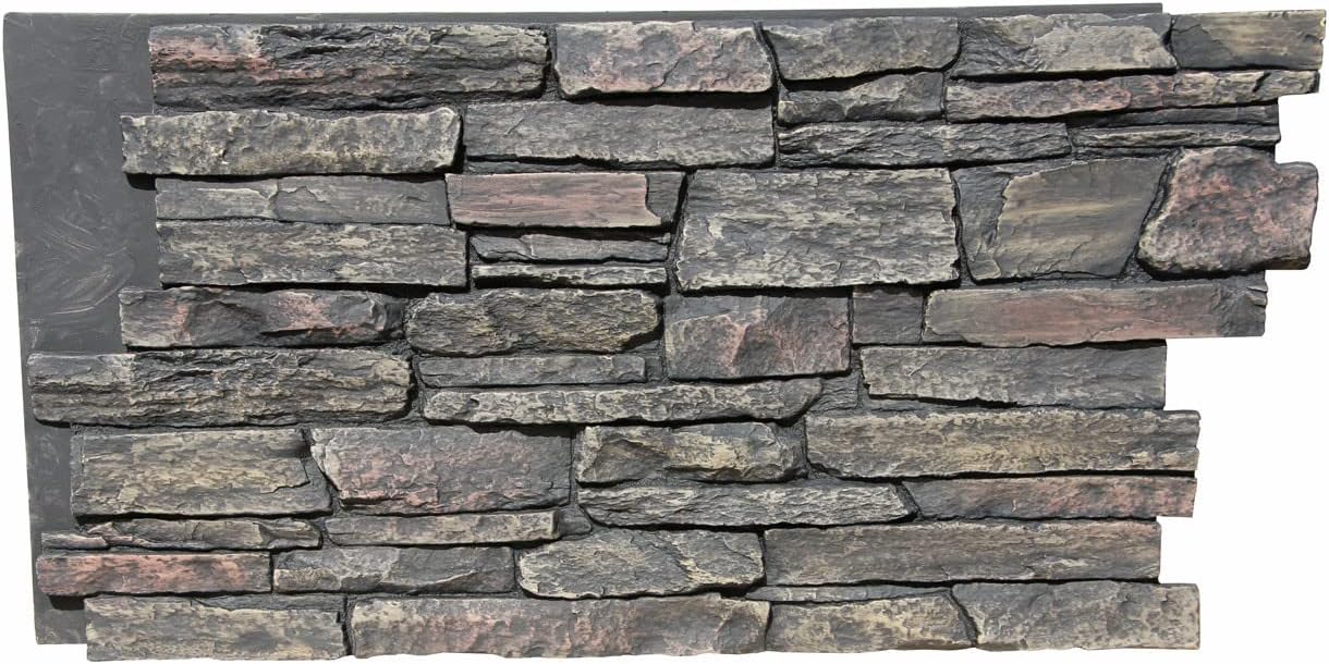 Harvest Ledge Faux Stack Stone Panel - 24 in x 48 in - Volcanic Ash (42 ...
