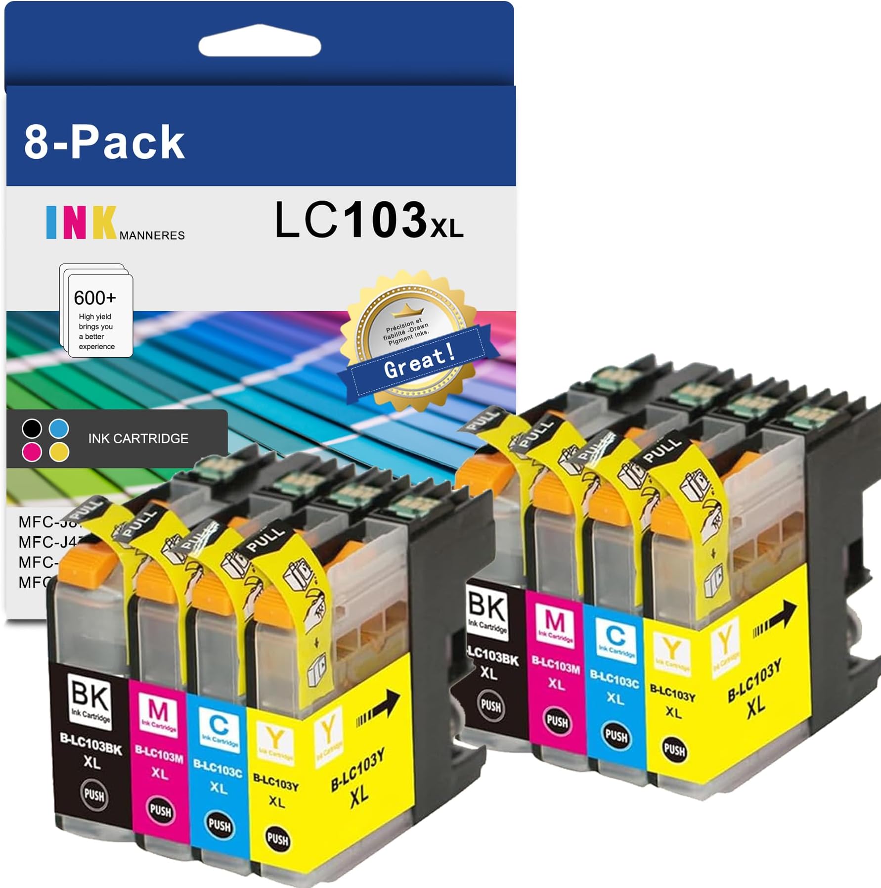 Amazon.com: LC103 Ink Cartridges for Brother Printer (8-Pack) - MNRS ...