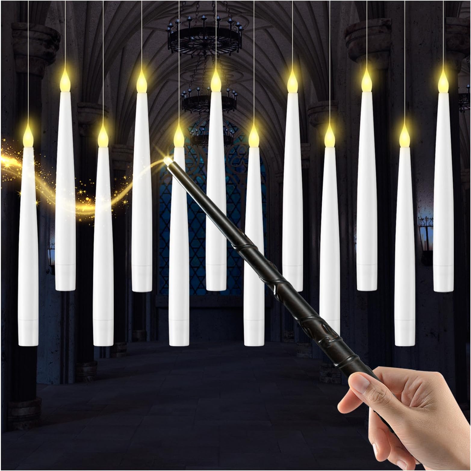 Amazon.com: 12 Halloween Decoration Floating Candles with Magic Wand ...