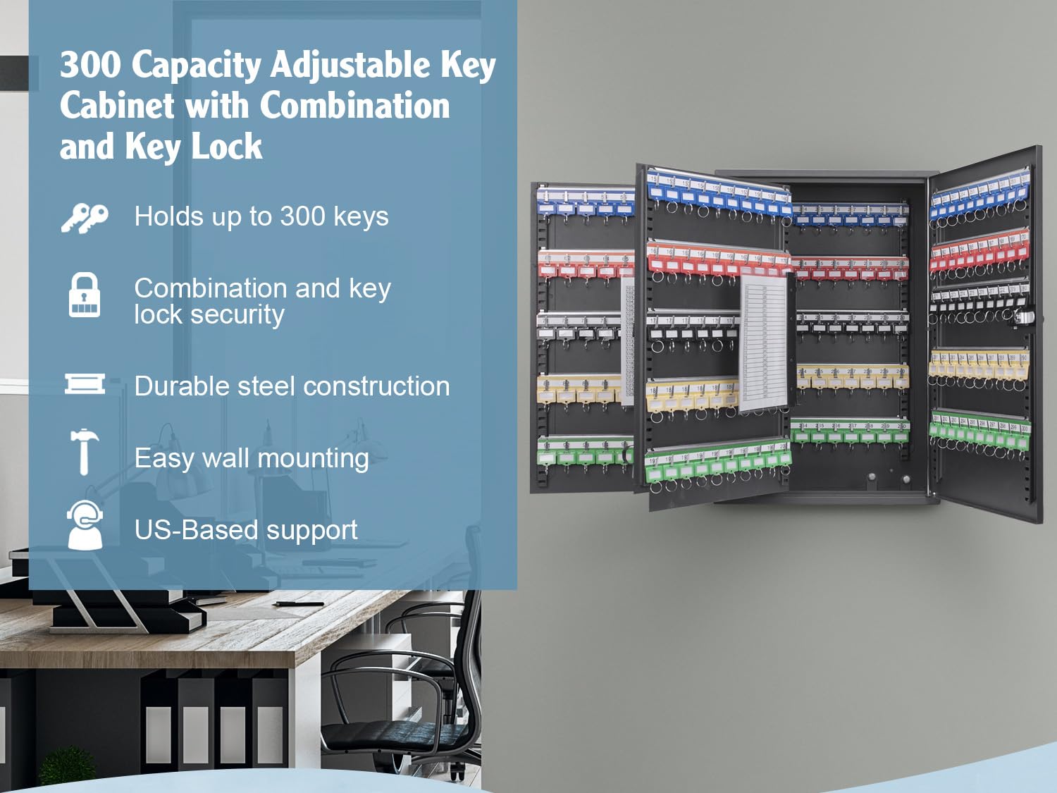 Snapklik.com : Barska 300 Position Key Lock Box Wall Mount Key Cabinet