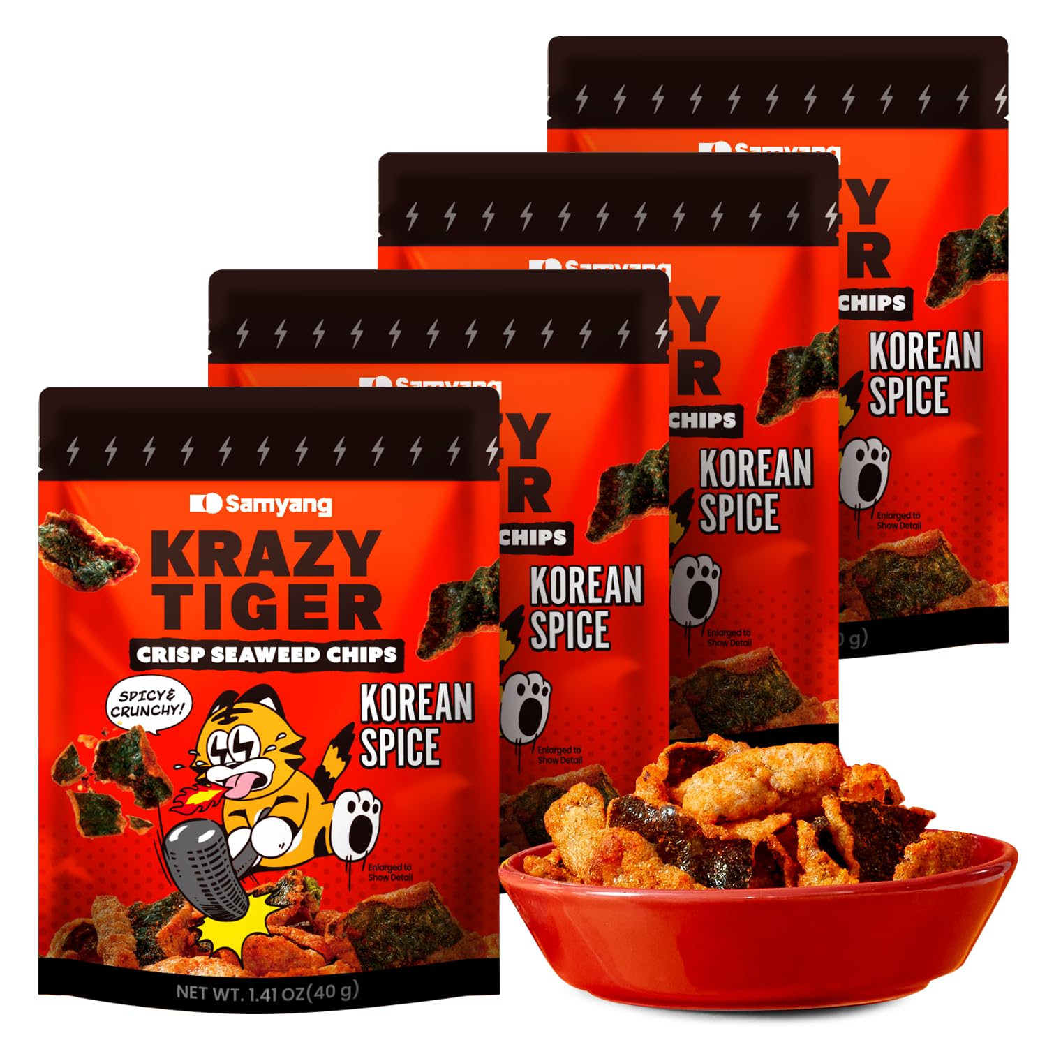 Amazon.com: KRAZY TIGER Spicy Seaweed Chips - Crispy Tempura Nori ...