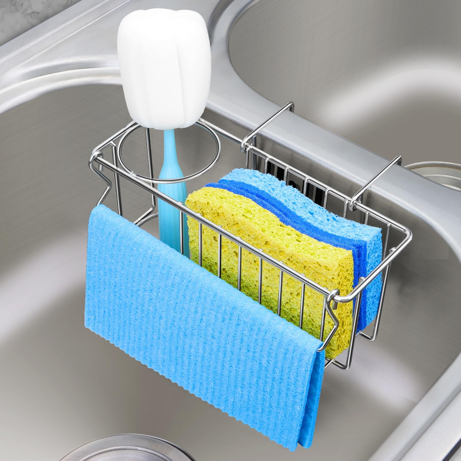 Amazon.com: Aiduy Sponge Holder for Kitchen Sink - 3 In 1 Sink Caddy ...