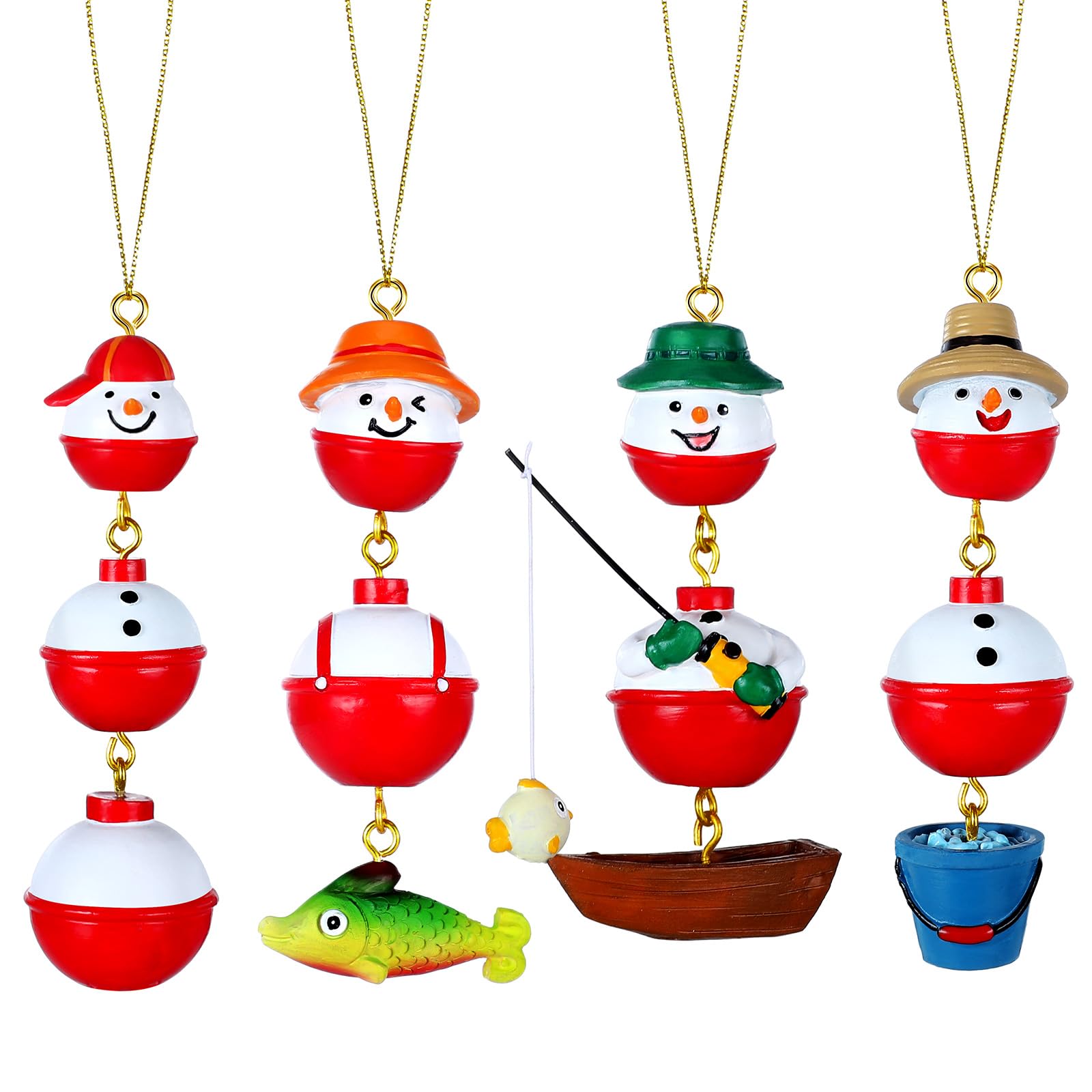Amazon.com: Cinnvoice 4 Pcs Christmas Fishing Ornaments Hanging Fishing ...