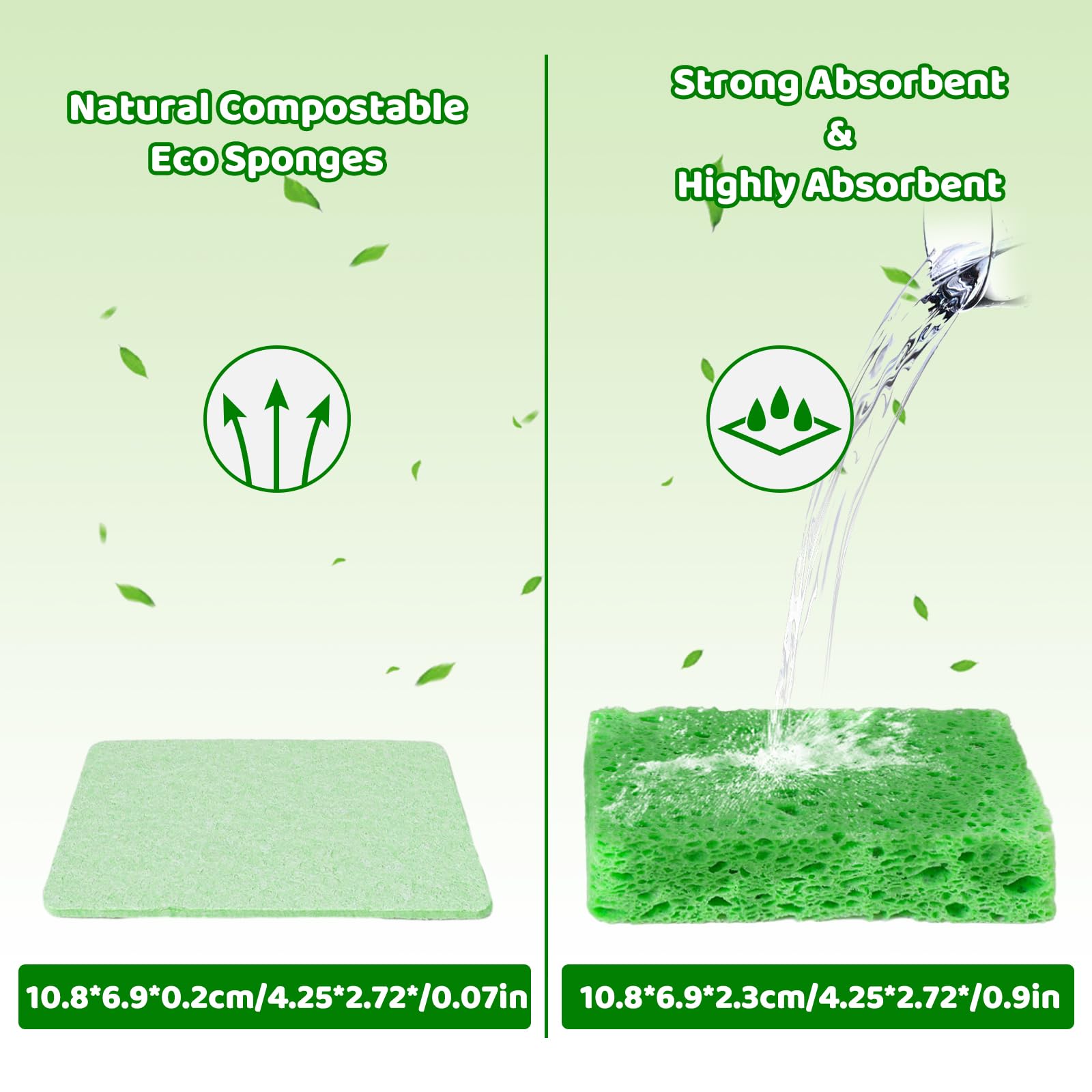 12 Pack Washing Up Sponges, 0.9 Inch Thick Non-Scratch Scourers ...