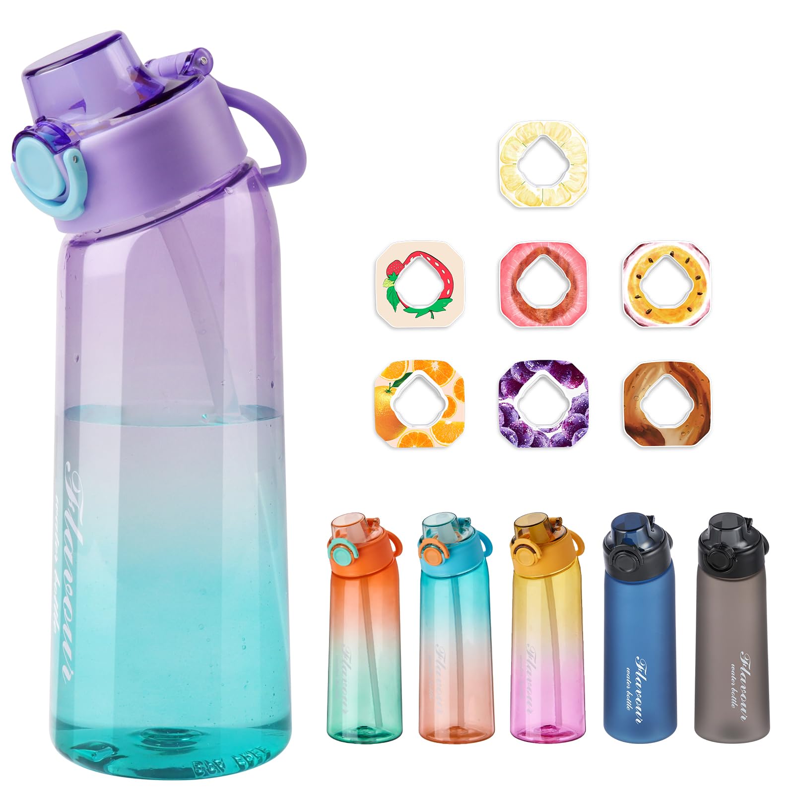 HJCE Air Water Bottle with Flavour Pods, 900ml Starter Set BPA Free ...