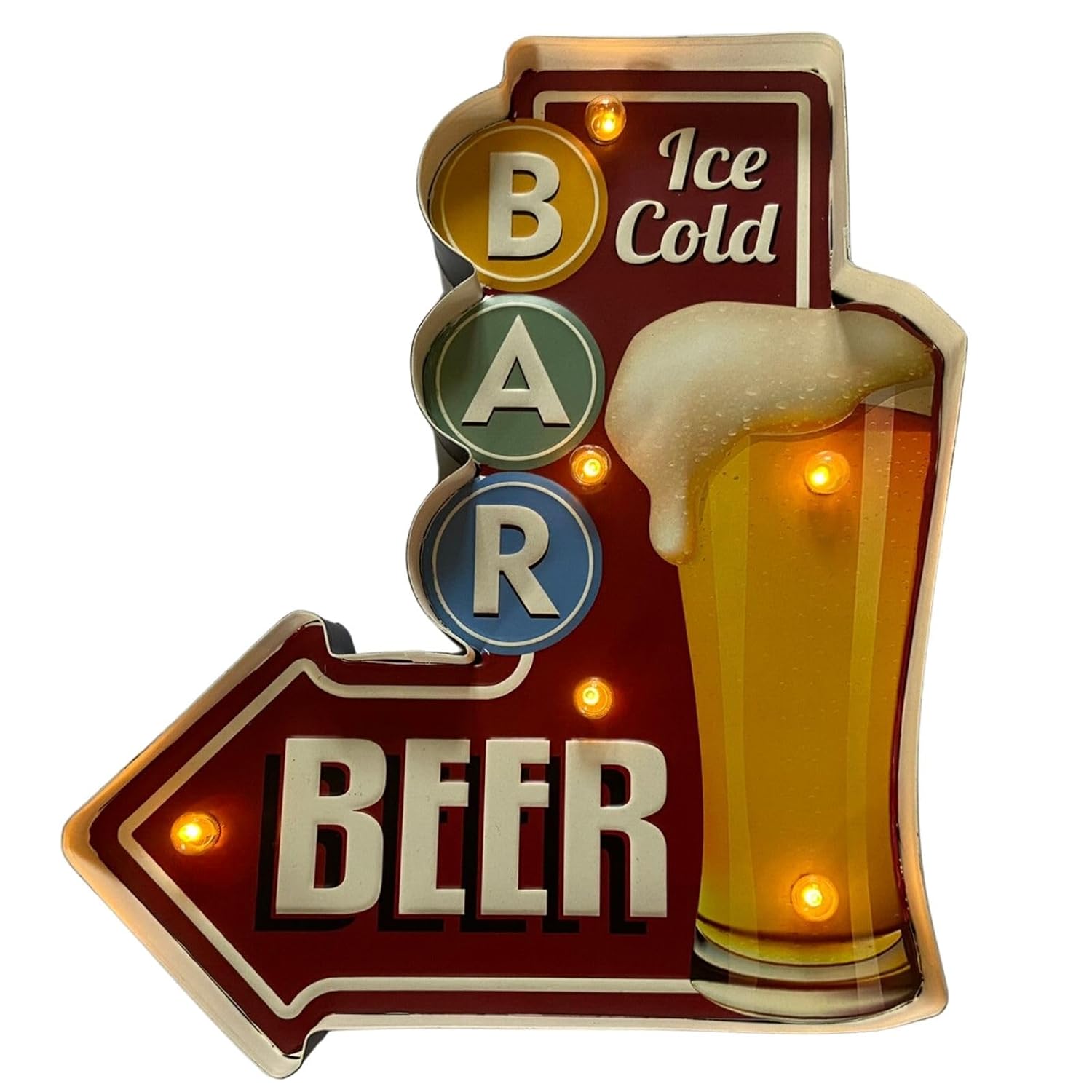 Clovers Garden Retro Lighted Metal Beer Sign with Arrow - Vintage ...