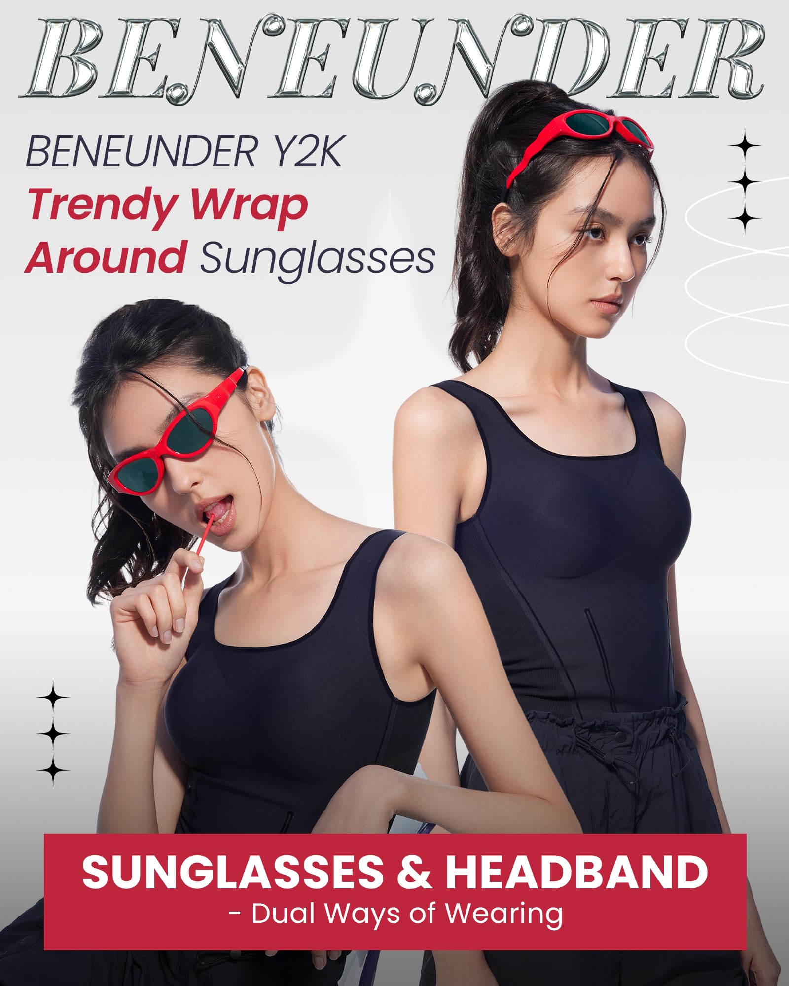 Snapklik.com : BENEUNDER Y2K Cat Eye Sunglasses Womens Trendy Headband Sunglasses