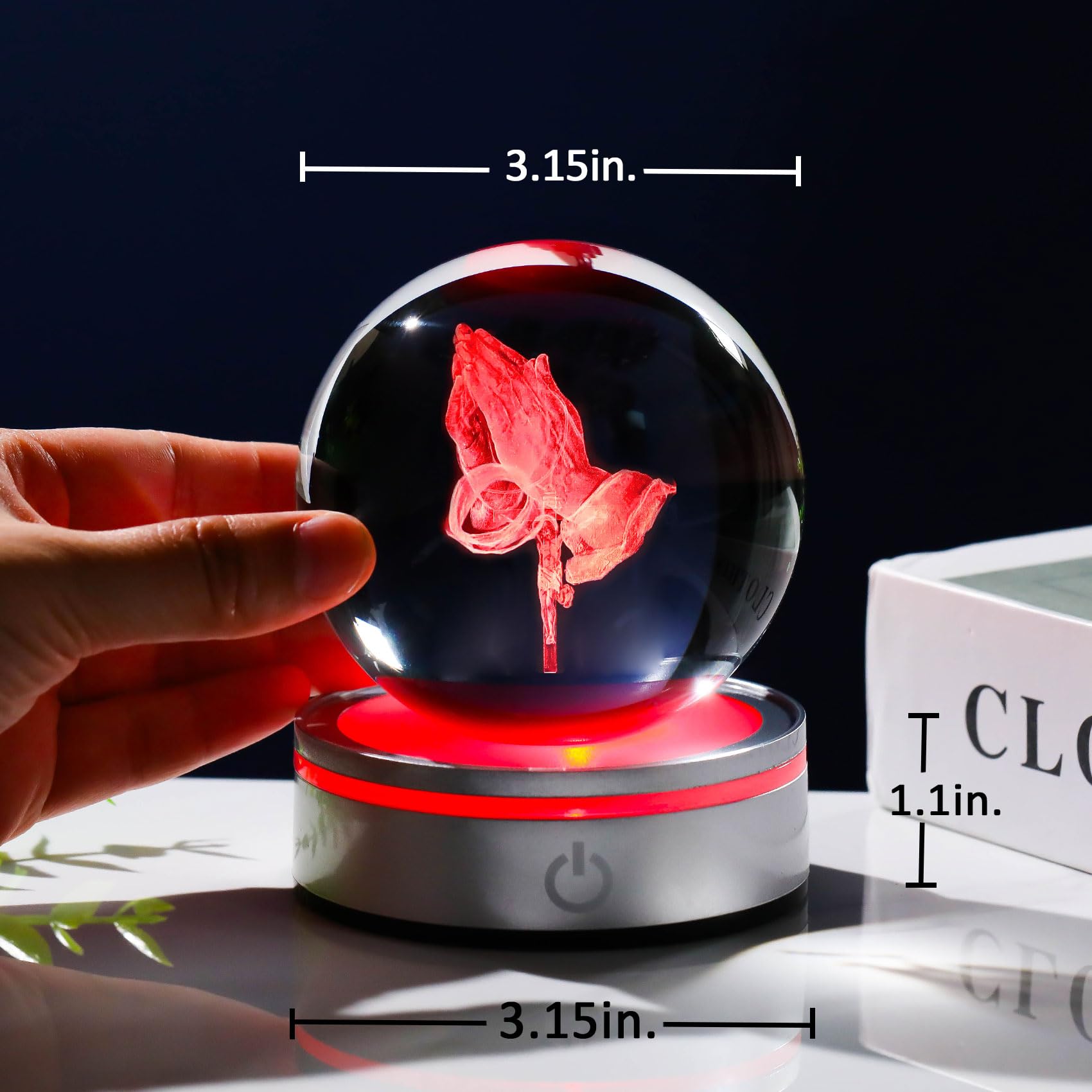 Snapklik.com : Movdyka 3D Crystal Ball Jesus Praying Hands