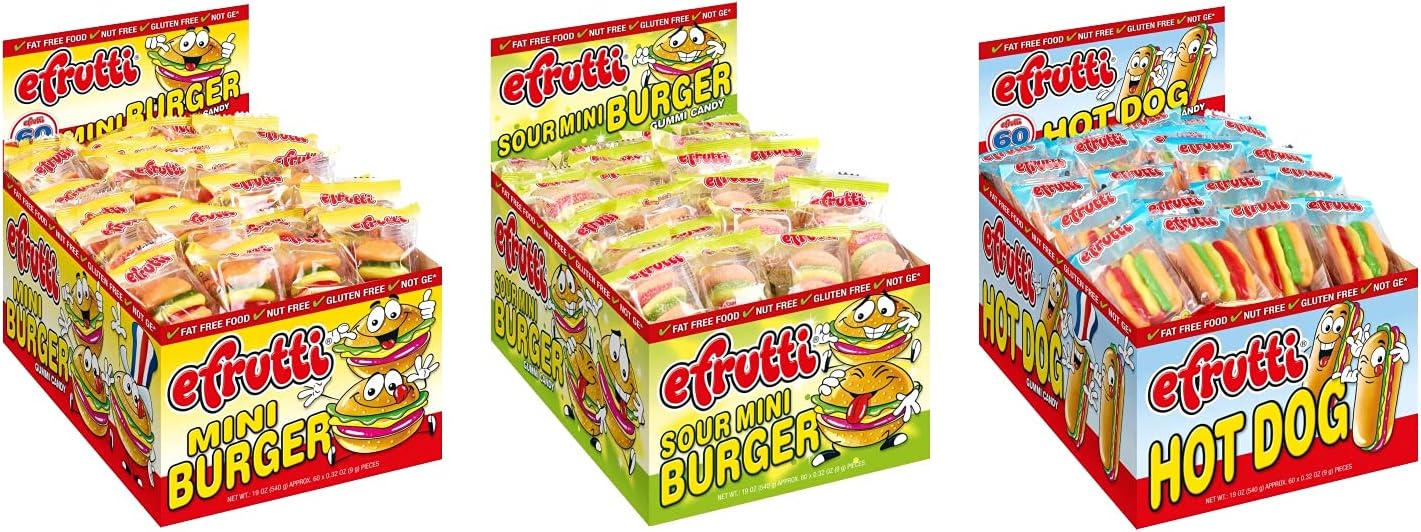 Amazon.com: efrutti Mini Burger Gummy Candy, 2 LB - 101 Count Bulk Bag ...
