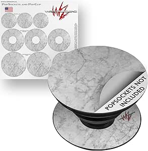 Amazon.com: Decal Style Vinyl Skin Wrap 3 Pack for PopSockets Marble Granite 09 White Gray ...