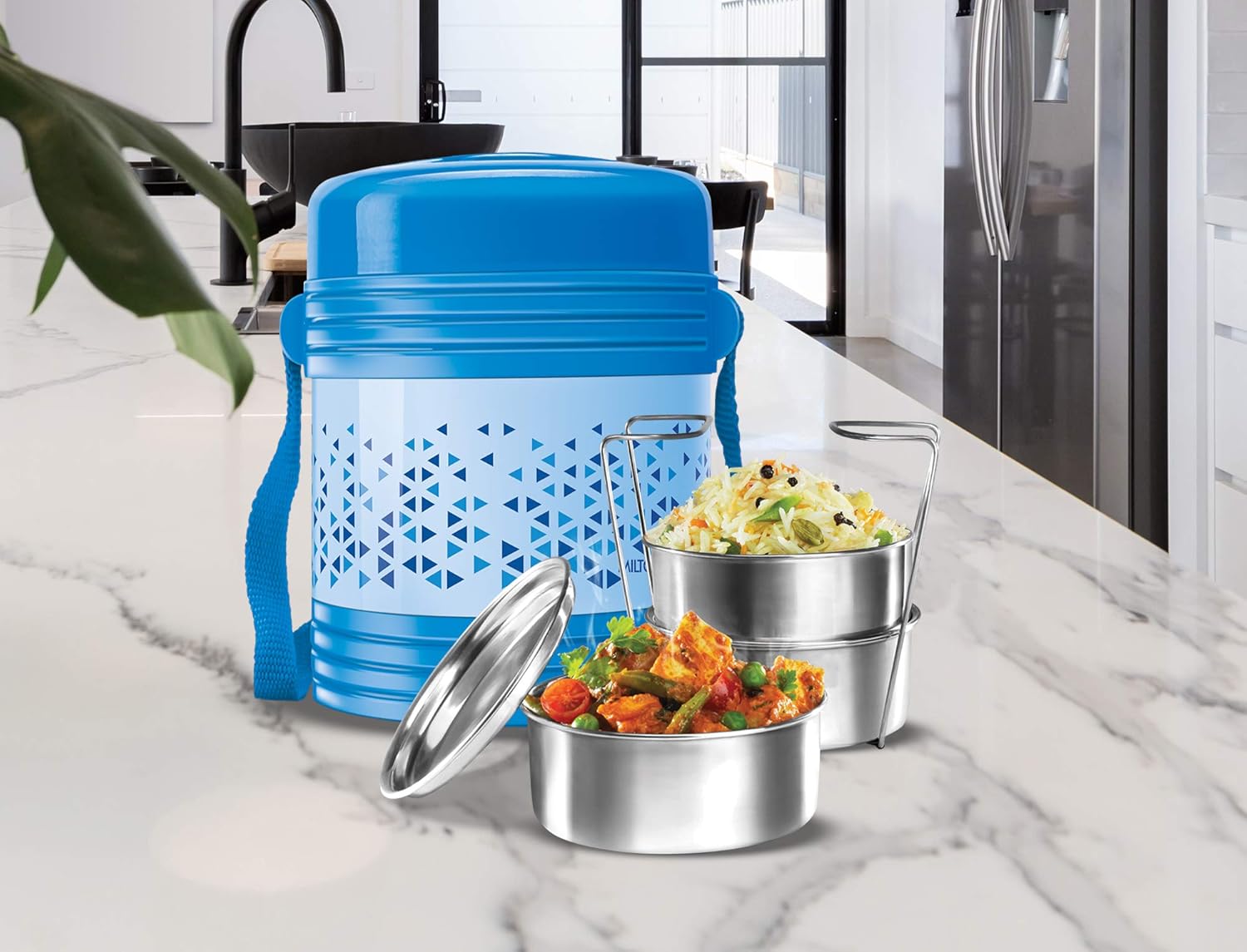 Buy MILTON Vector 3 Stainless Steel Tiffin Box, 3 Containers, Cyan ...