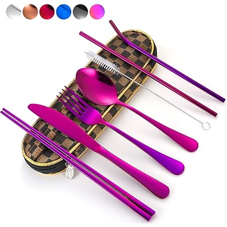 Amazon.com | Travel Utensils,Reusable Silverware Set To Go Portable ...