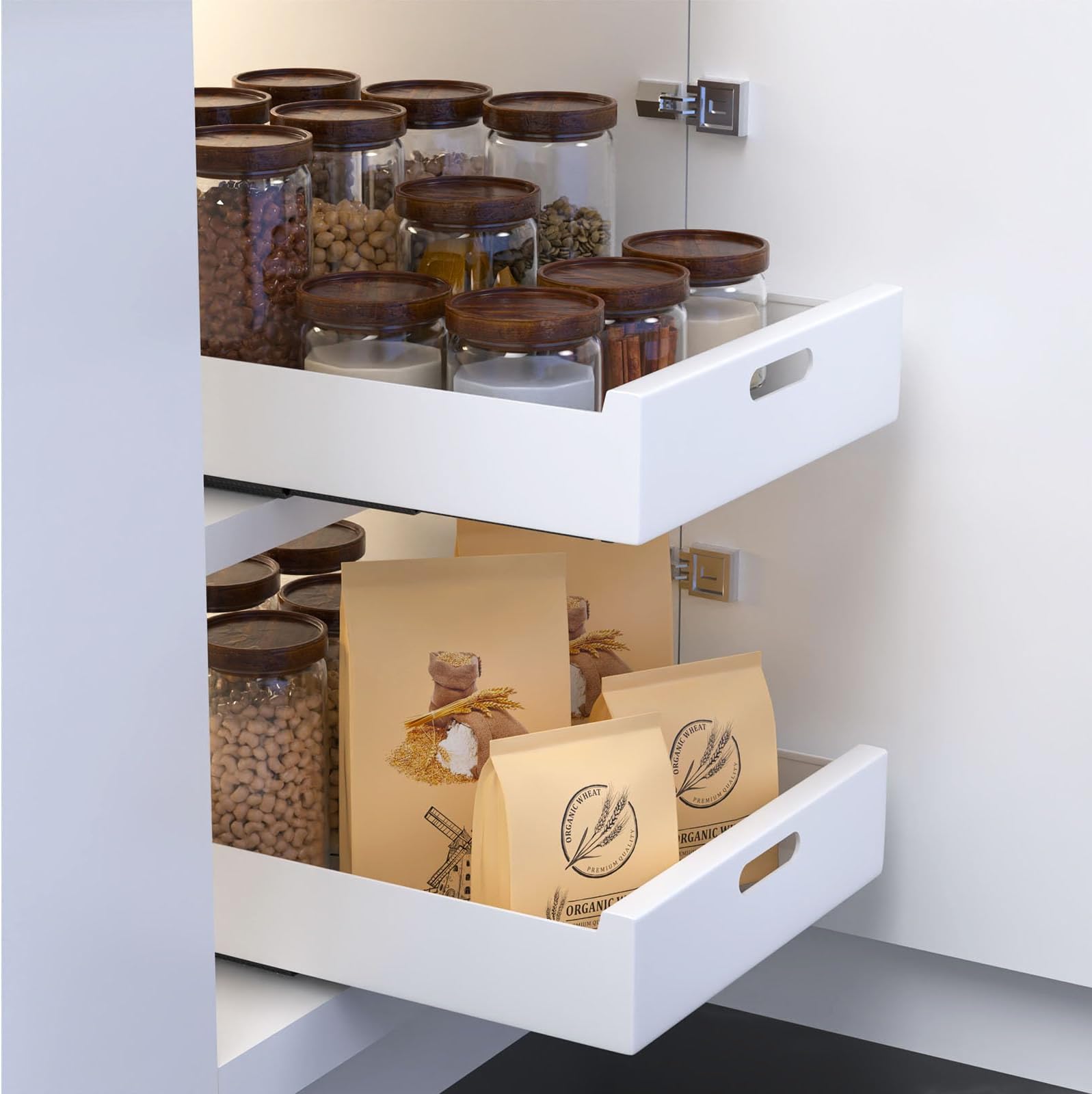 2 Pcs Pull Out Cabinet Organiser, Roll-Out Sliding Drawer Organiser ...