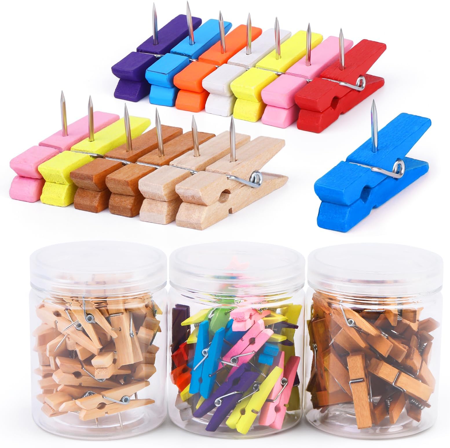 Amazon.com : 50pcs Black Wooden Push Pin Clips - Cute Decorative Push ...