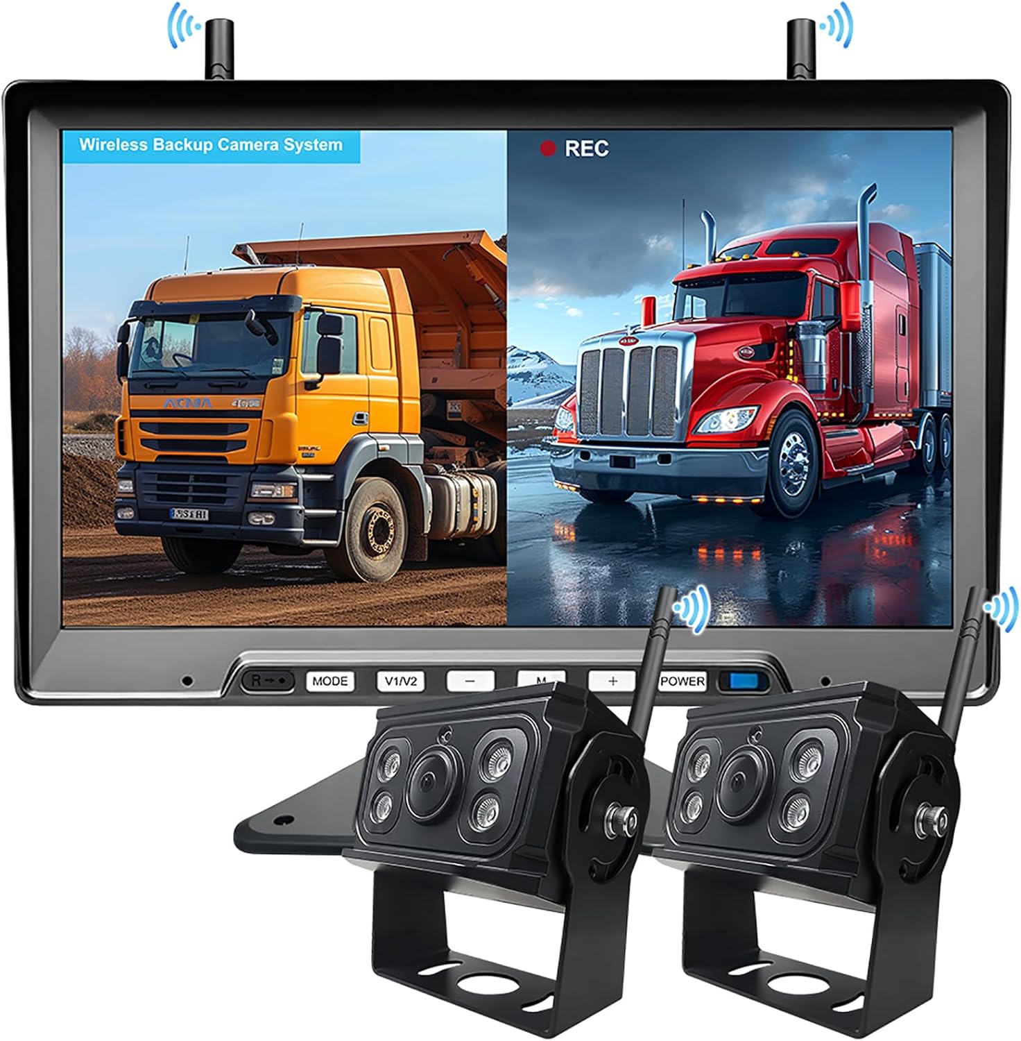 Amazon.com: Wireless Backup Camera for RV Trucks 2 Cameras: 10-Inch ...