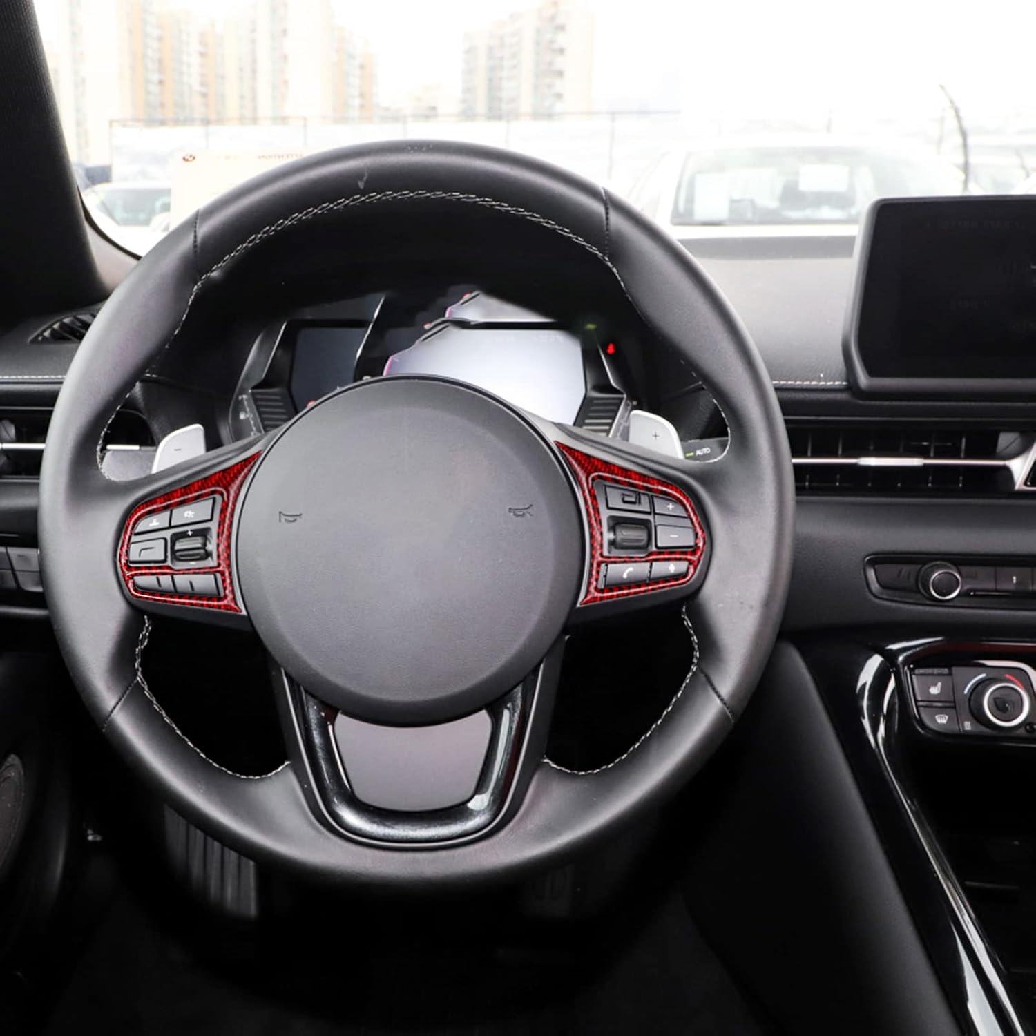 BLAKAYA Compatible with Carbon Fiber Center Control Steering Wheel Logo ...