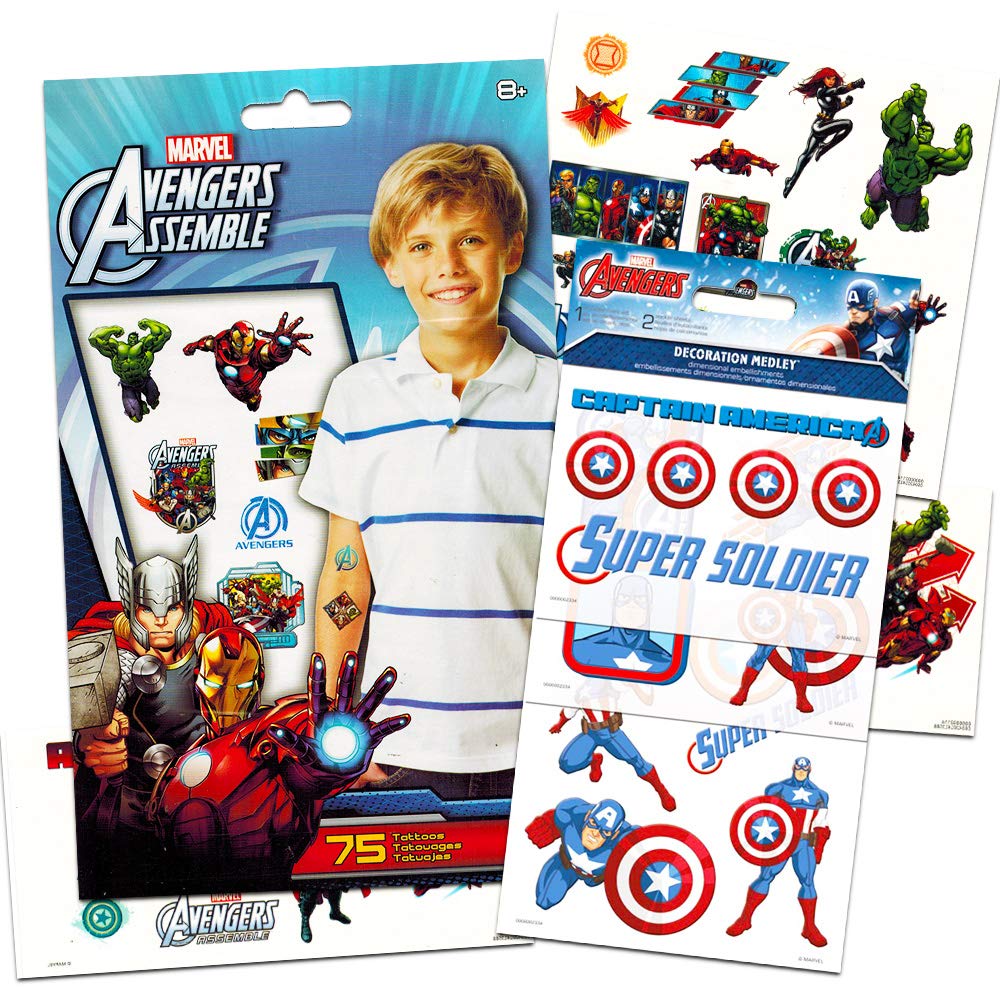 Amazon.com: Marvel Avengers Captain America Stickers & Tattoos Party ...
