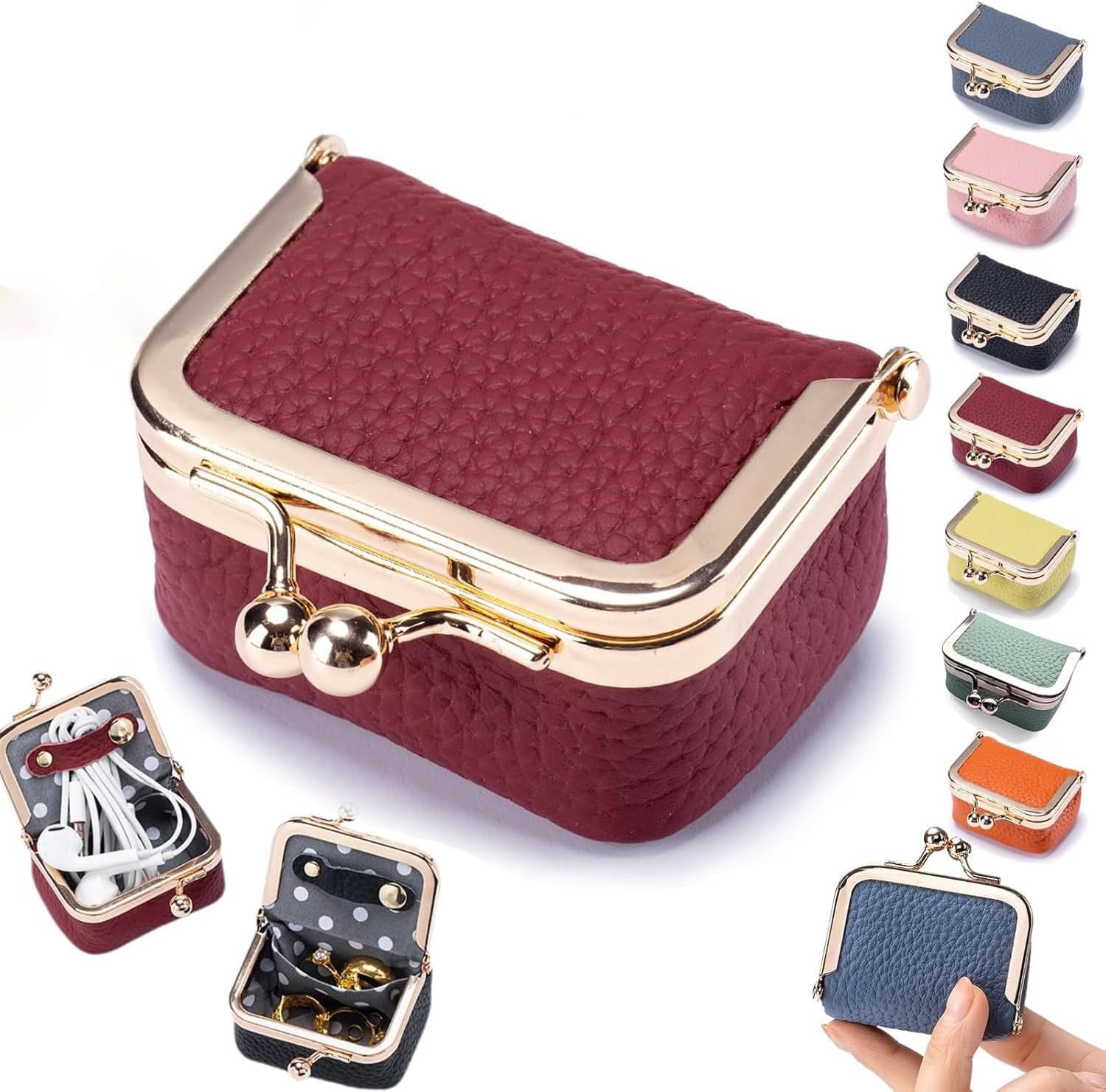 Amazon.com: Leather Mini Jewelry Box, Portable Vintage Leather Coin ...