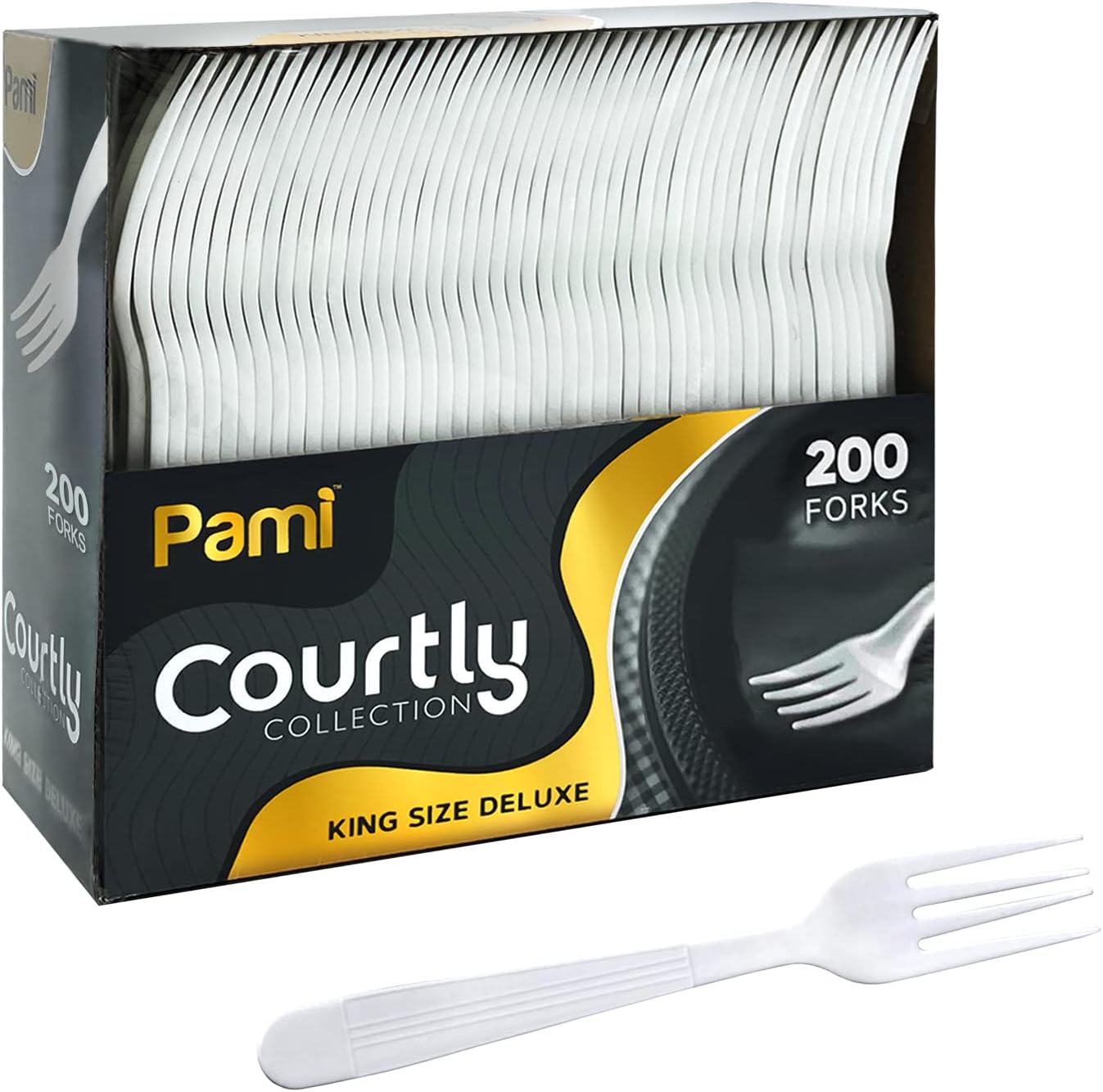 Amazon.com: Lullaby 300 Pack White Plastic Forks Bulk, 6.4" Medium ...