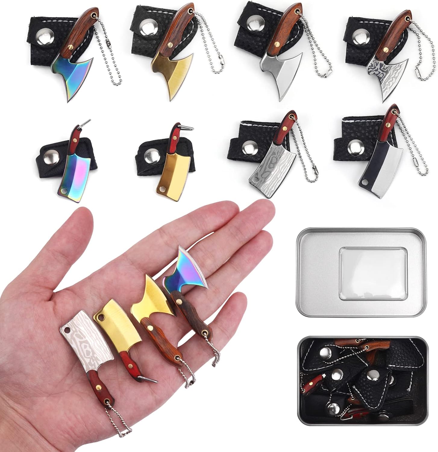 Amazon.com: Ruksifg Electroplated Mini Knife Set Lasered Damascus Tiny ...