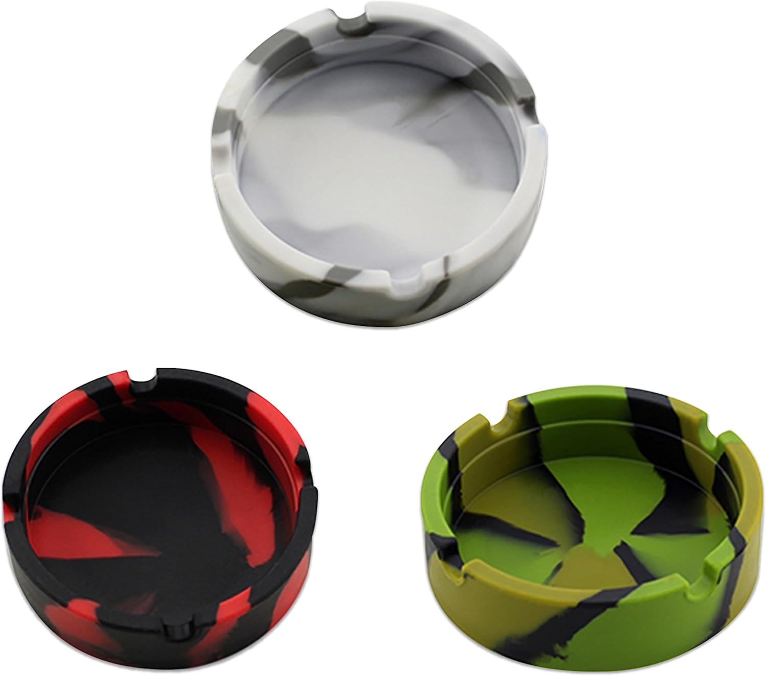 Amazon.com: Silicone Ashtray 3Pack Round Design. Dark Camoflauge ...