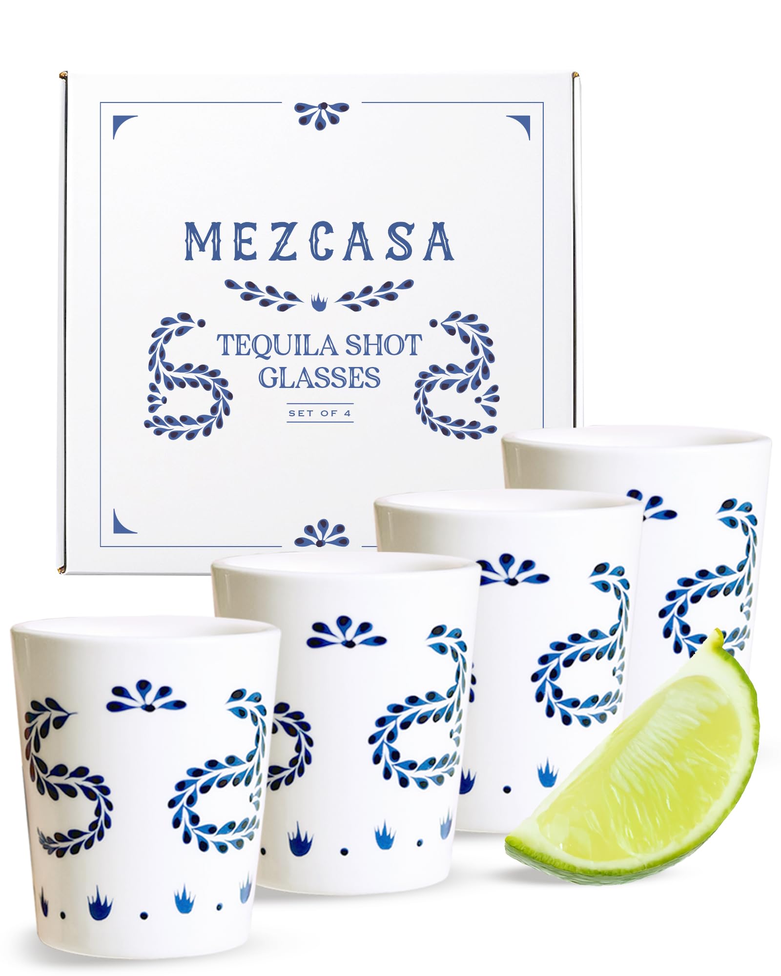 Amazon.com | MEZCASA Azul Tequila Shot Glasses — Premium Ceramic Shot ...