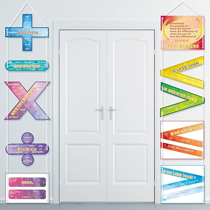 Buy 10PCS Math Poster for Classroom Door Decor, 14×11 Inch Large Math ...