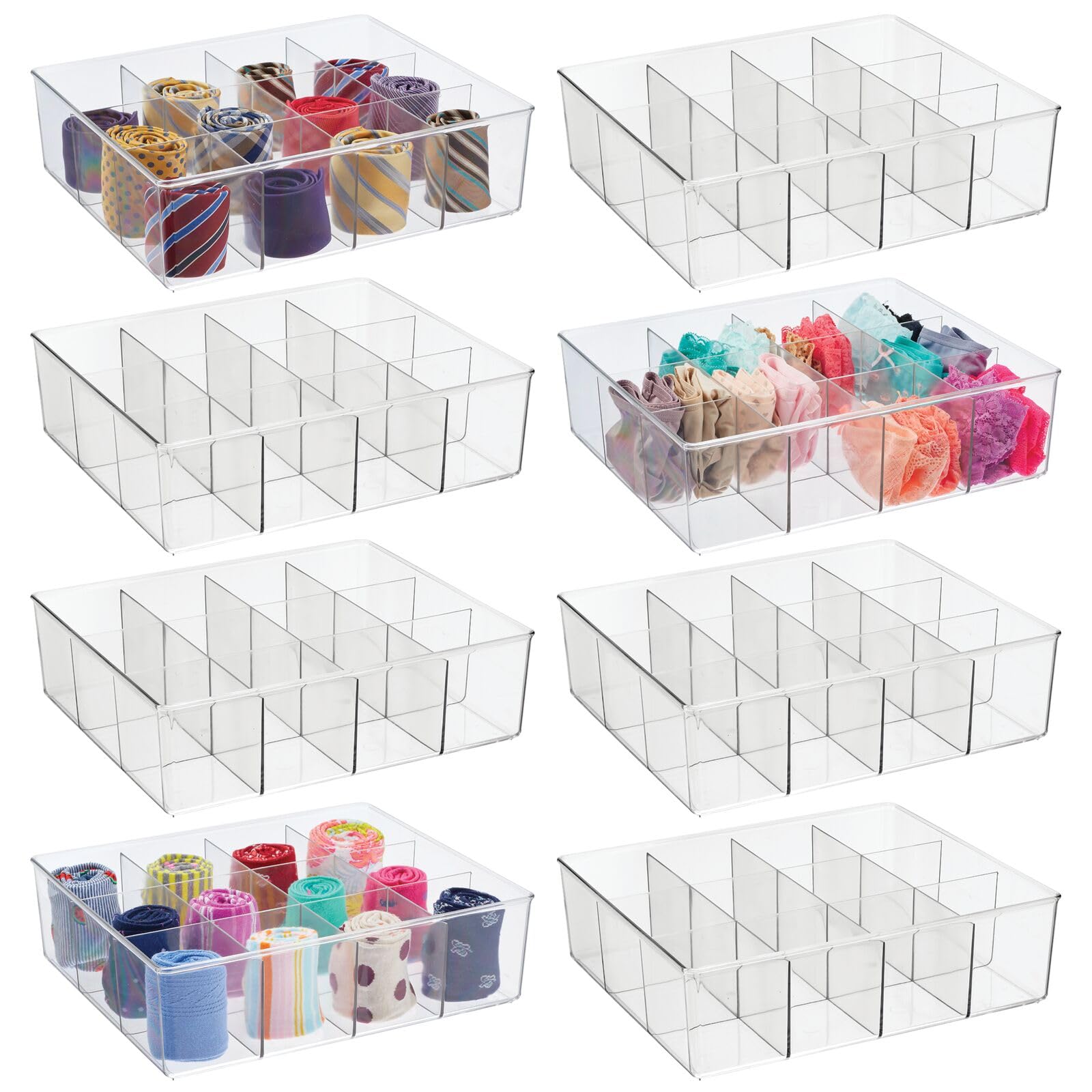 mDesign Plastic 12 Compartment Divided Drawer and Closet Storage Bin ...