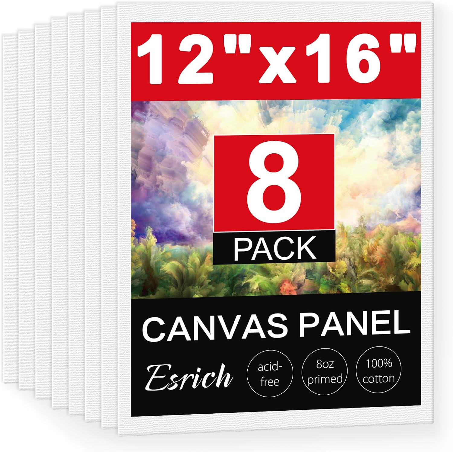 Amazon.com: ESRICH Canvas Boards for Painting 12x16 Inch, 8 Pack ...
