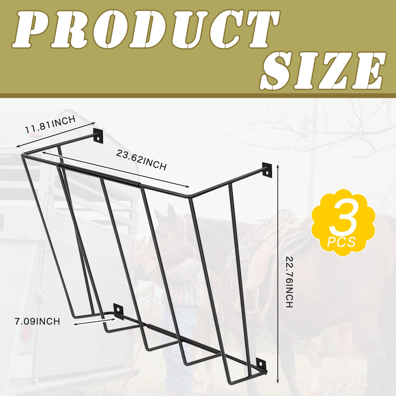 3 Pcs Wall Hay Feeder Mount Detachable Goat Hay Rack 23.62x22.76x11.81 ...