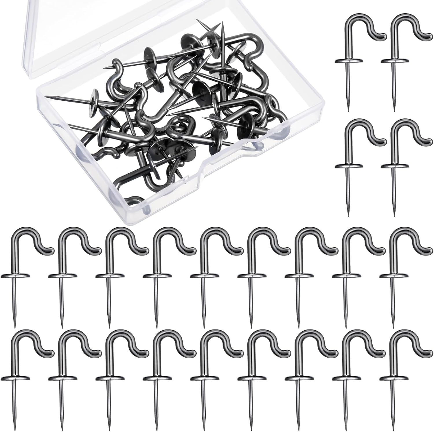 Yaocom 50 Pcs Push Pin Wall Hook Push Pin Hangers Metal Push Pin ...