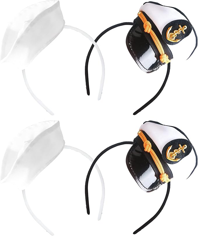Amazon.com: SGBETTER 4 Pieces Sailor Hat Headbands Captain Hat Headband ...