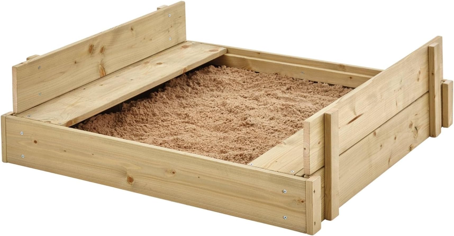 Teamson Kids Wooden Sand Pit with Lid, Large Outdoor Sand Box with ...