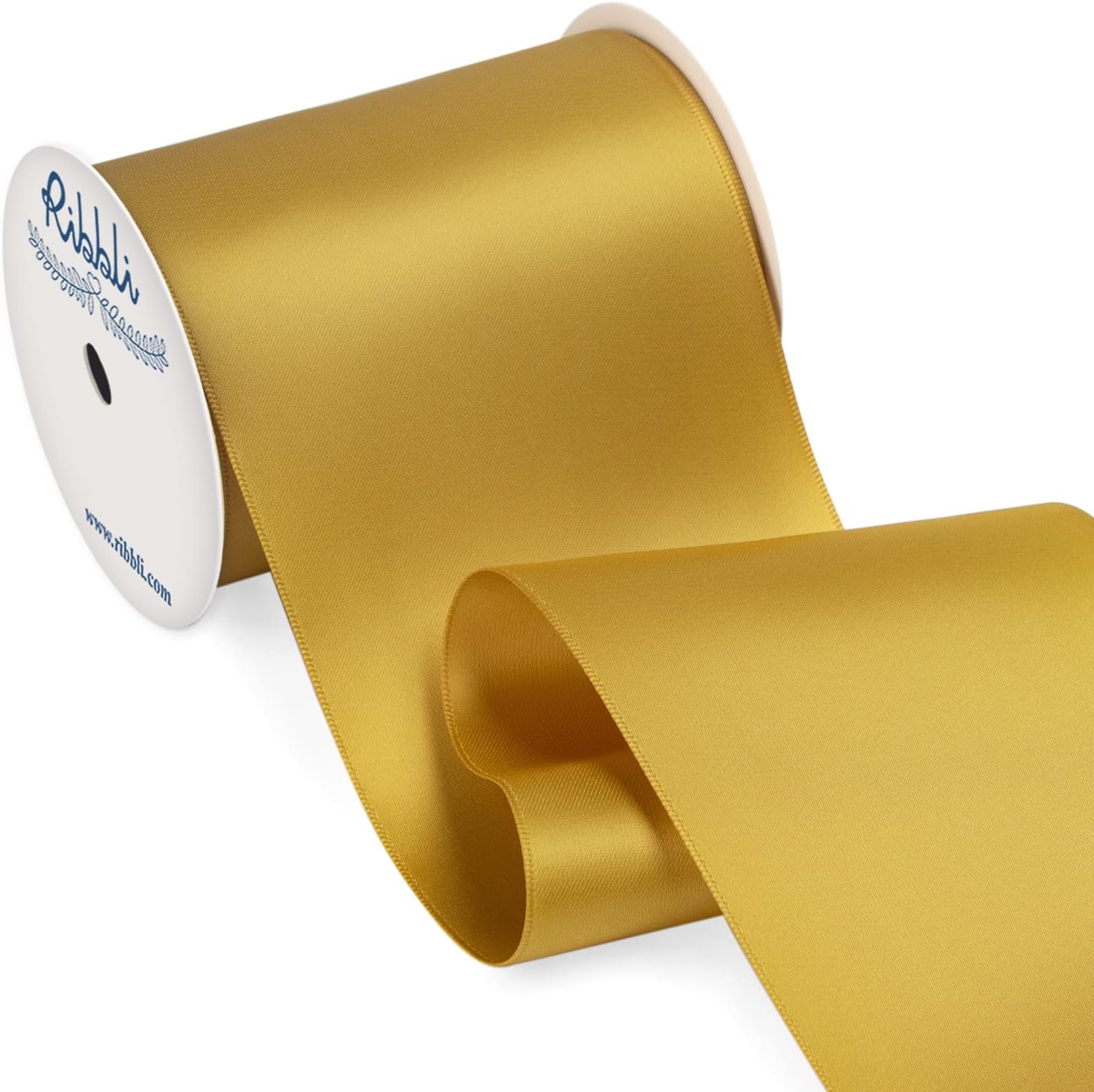 Amazon.com: Ribbli Gold Satin Ribbon 4 Inch Wide Gold Ribbon for ...