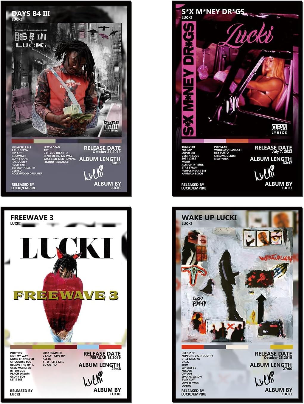 Amazon.com: Generic Lucki Poster 4 Pcs Album Cover Music Posters for ...