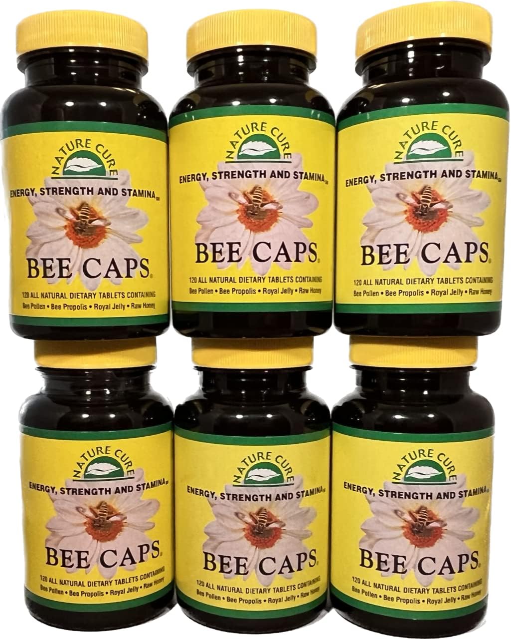 Amazon.com: Nature Cure Original Bee Caps in Brown Bottles - 6 Bottles ...