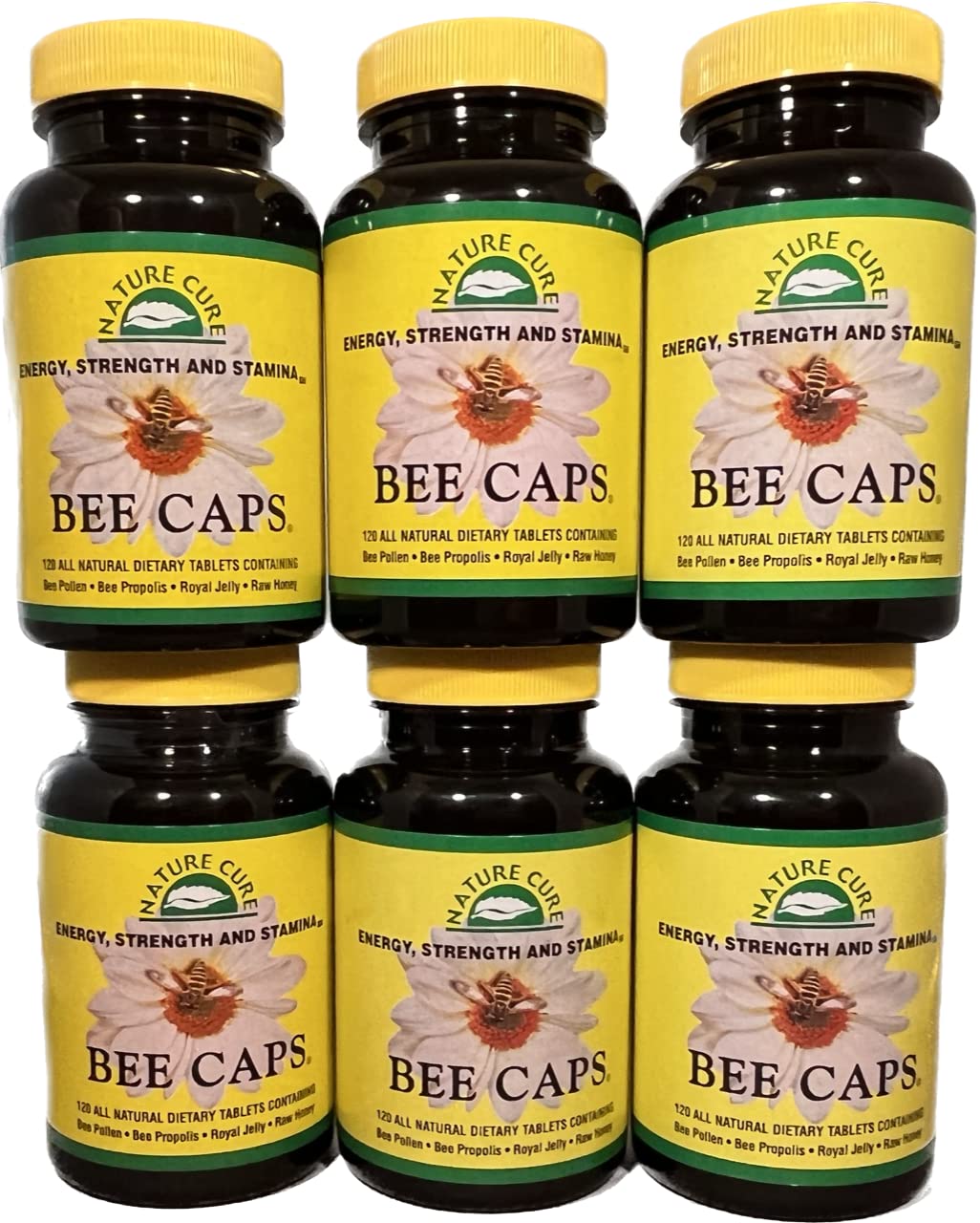 Amazon.com: Nature Cure Original Bee Caps in Brown Bottles - 6 Bottles ...