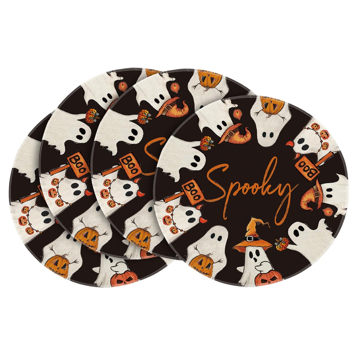 Amazon.com: Artoid Mode Spooky Ghost Halloween Round Placemats Set of 4 ...
