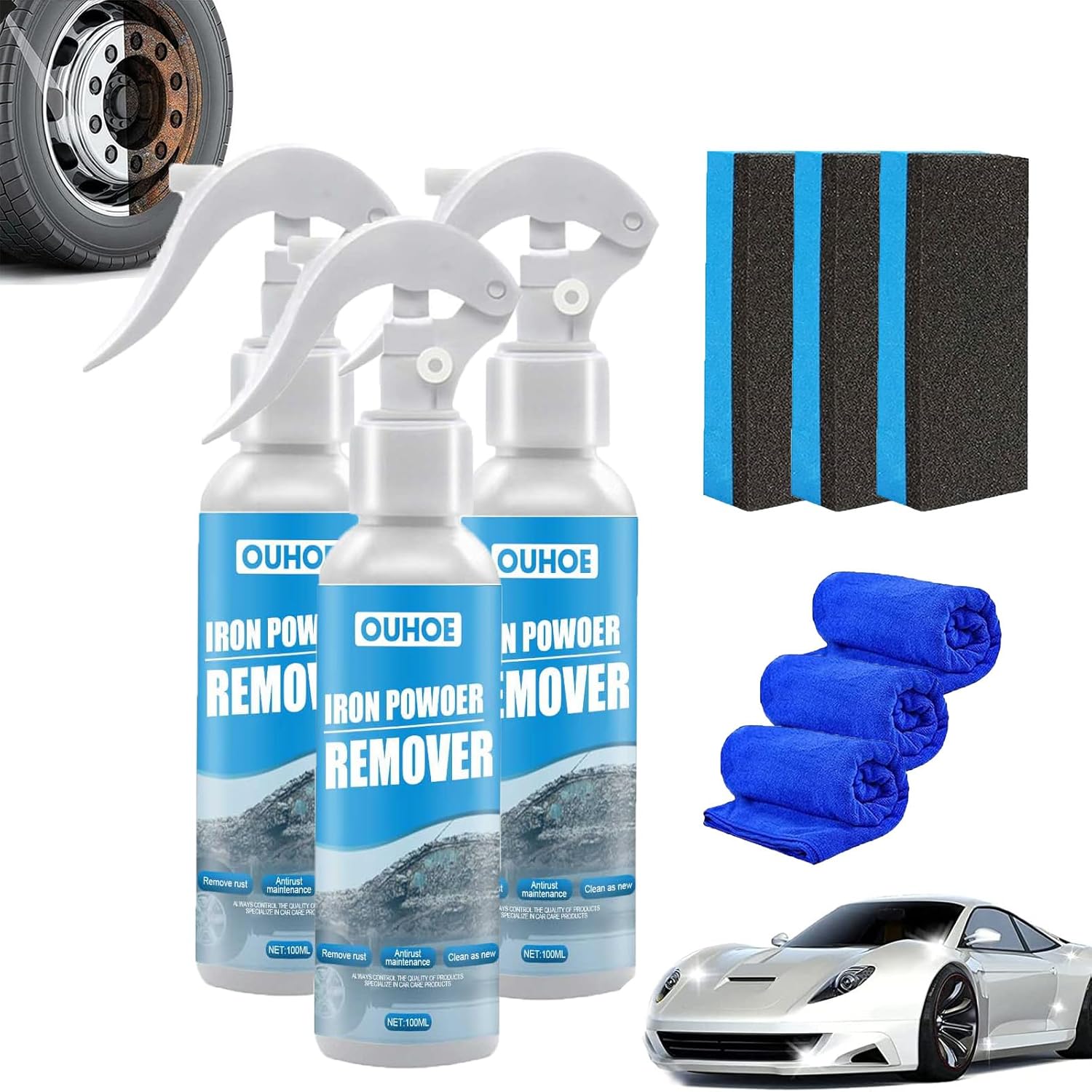 OUHOE Car Rust Removal Spray, 100ML Car Rust Remover Spray, Car Metal ...