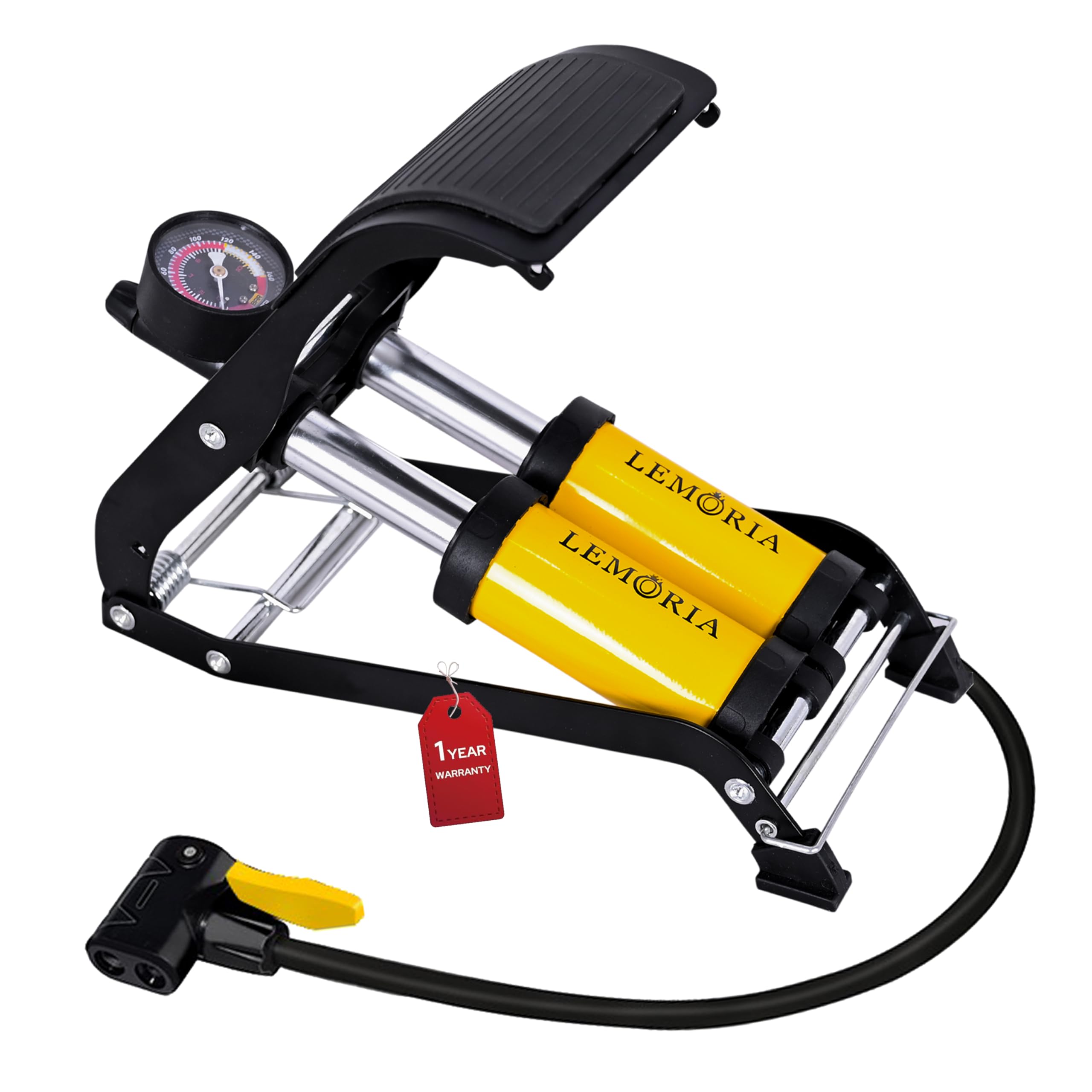 LEMORIA Manual air Pump for car tyre and Bike 160 PSI Double Cylinder ...