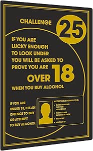 Challenge 25 Alcohol Law Sign Black 260x170mm Pub Bar Restaurant ...