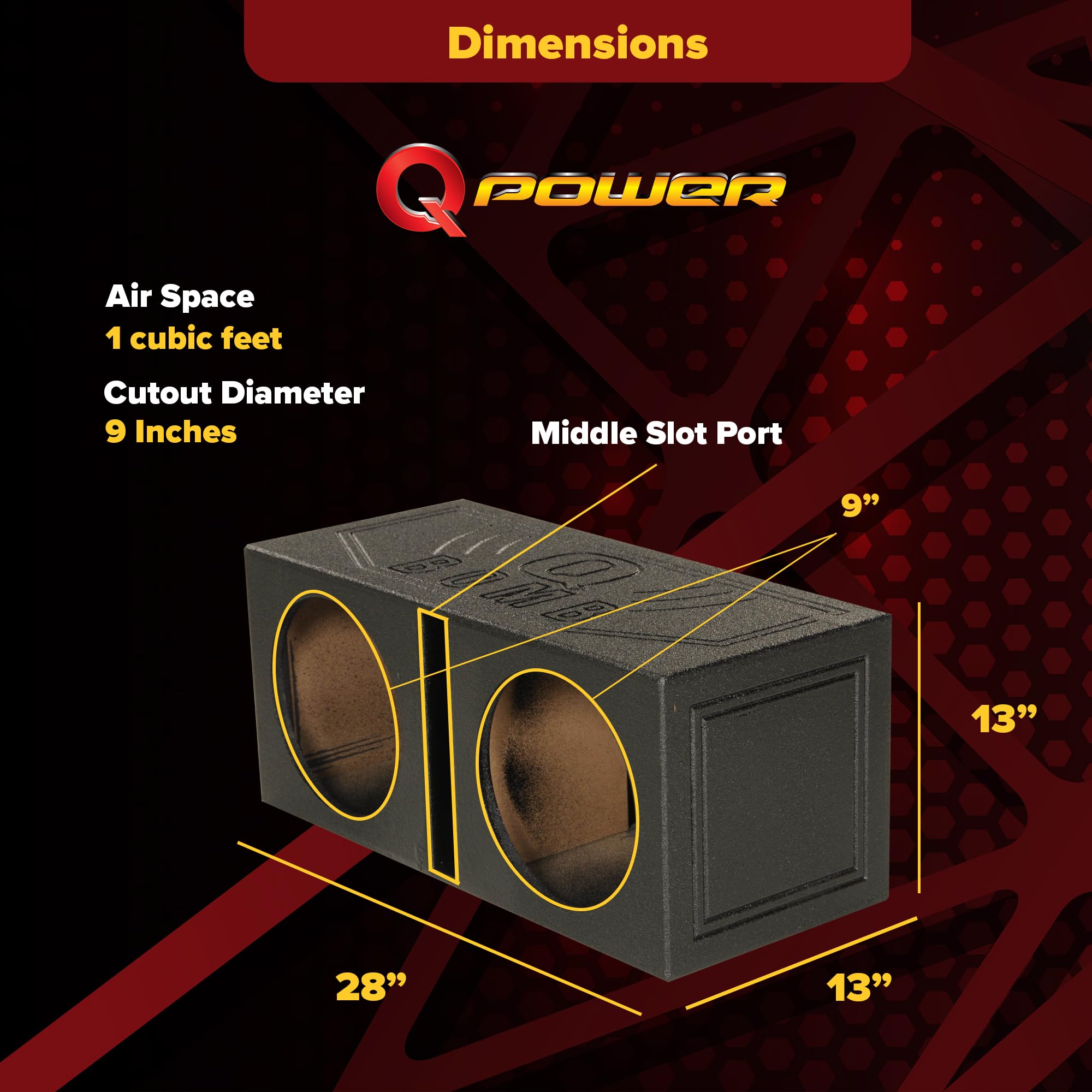 Snapklik.com : Q Power QBOMB10V Dual 10 Inch Vented Port Subwoofer Sub ...