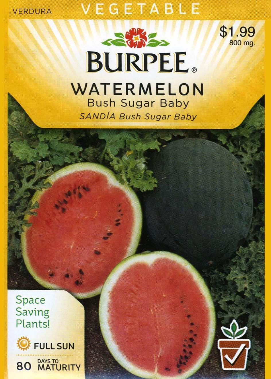 Amazon.com : Burpee 64873 Watermelon Bush Sugar Baby Seed Packet ...