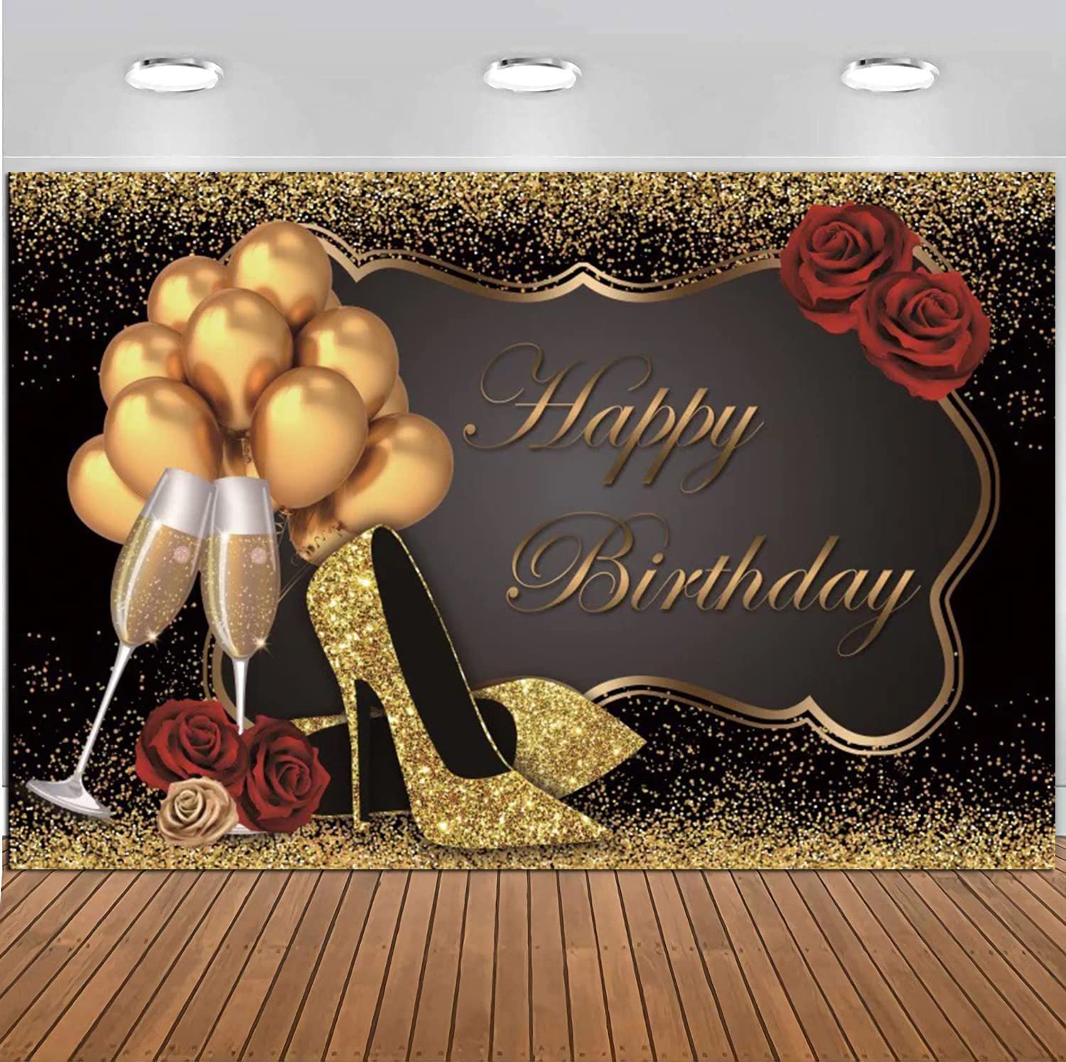 Happy Birthday Backdrop Banner For Women Girls Rose Gold Glitter ...