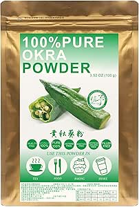 Amazon.com: Plant Gift 100% Pure Okra Powder 黄秋葵粉 Natural Okra Meal ...