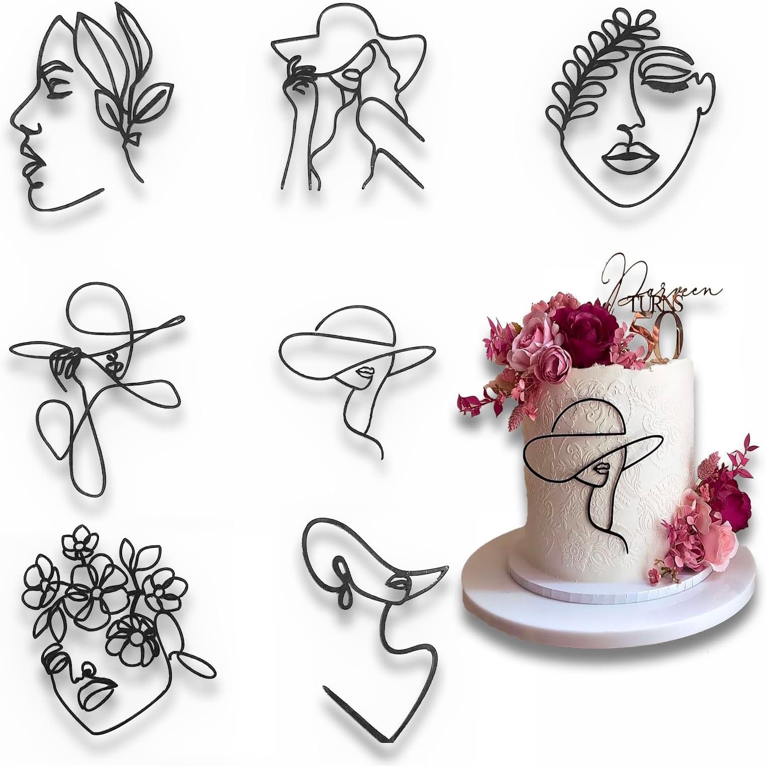 Amazon.com: Sinmoe 21 Pcs Boho Cake Topper Decorations Acrylic ...