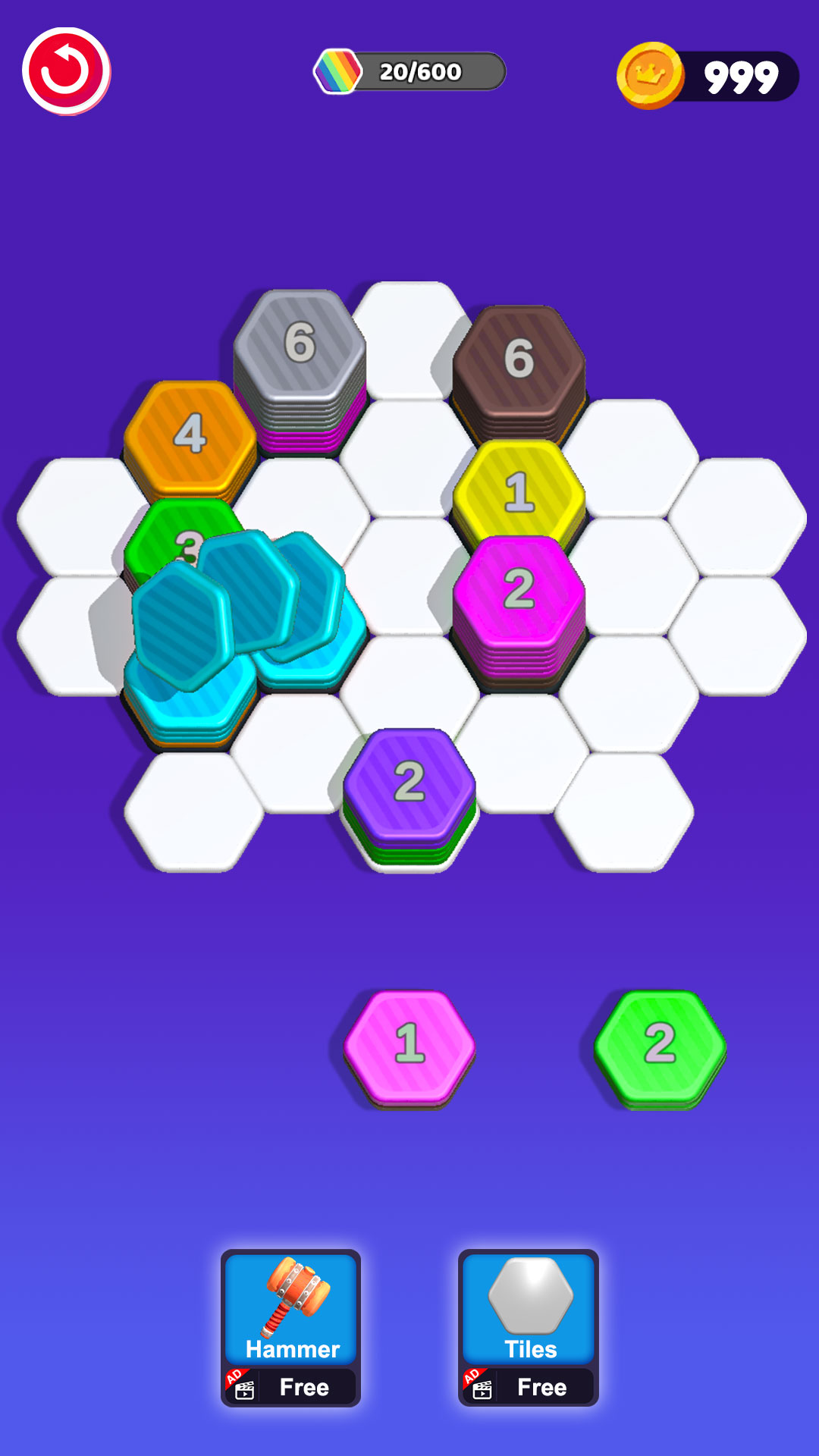 Hexa Color Stack! Count Merge Master Hexa Sorting Match Puzzle Number ...